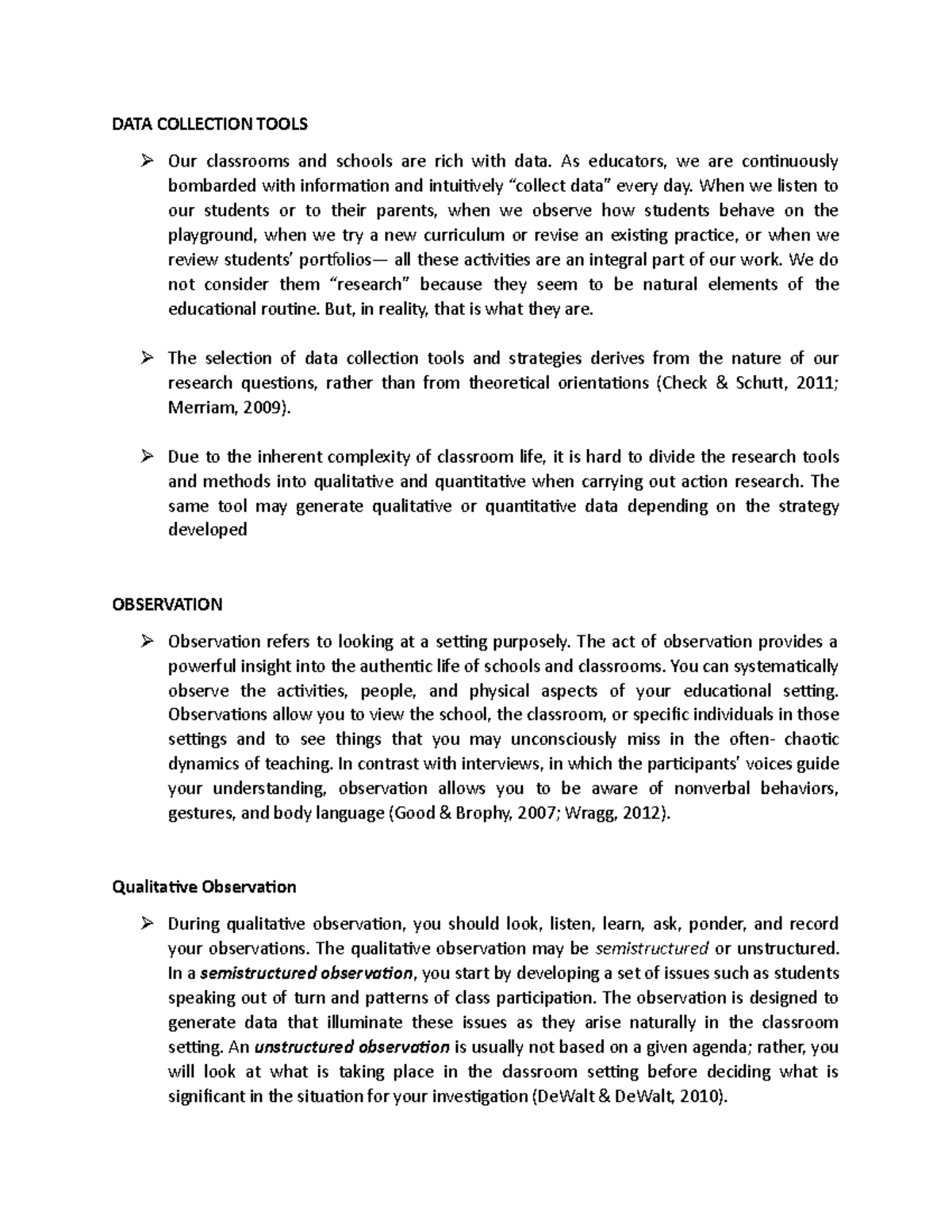 Data Collection Tools - DATA COLLECTION TOOLS Our classrooms and ...