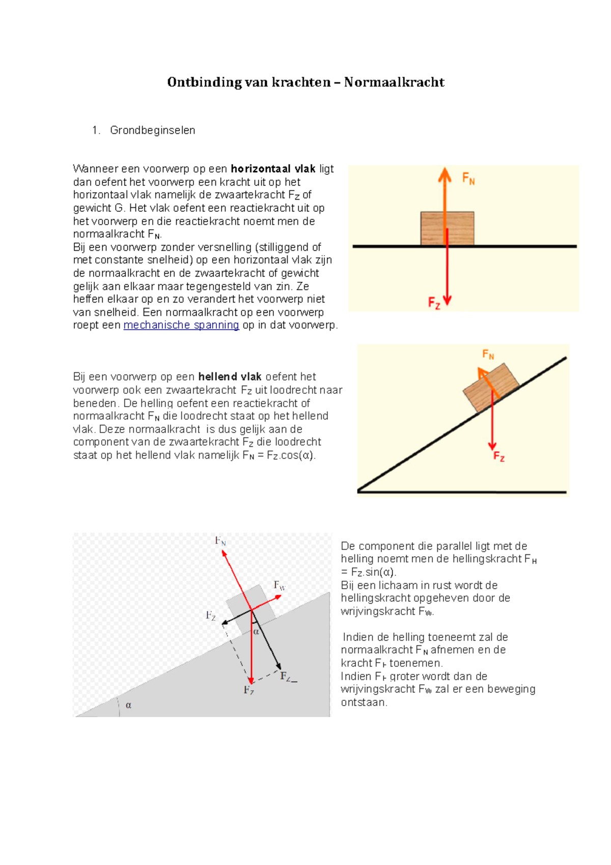 Proef 0ntbinding van krachten - Normaalkracht - Ontbinding van krachten ...
