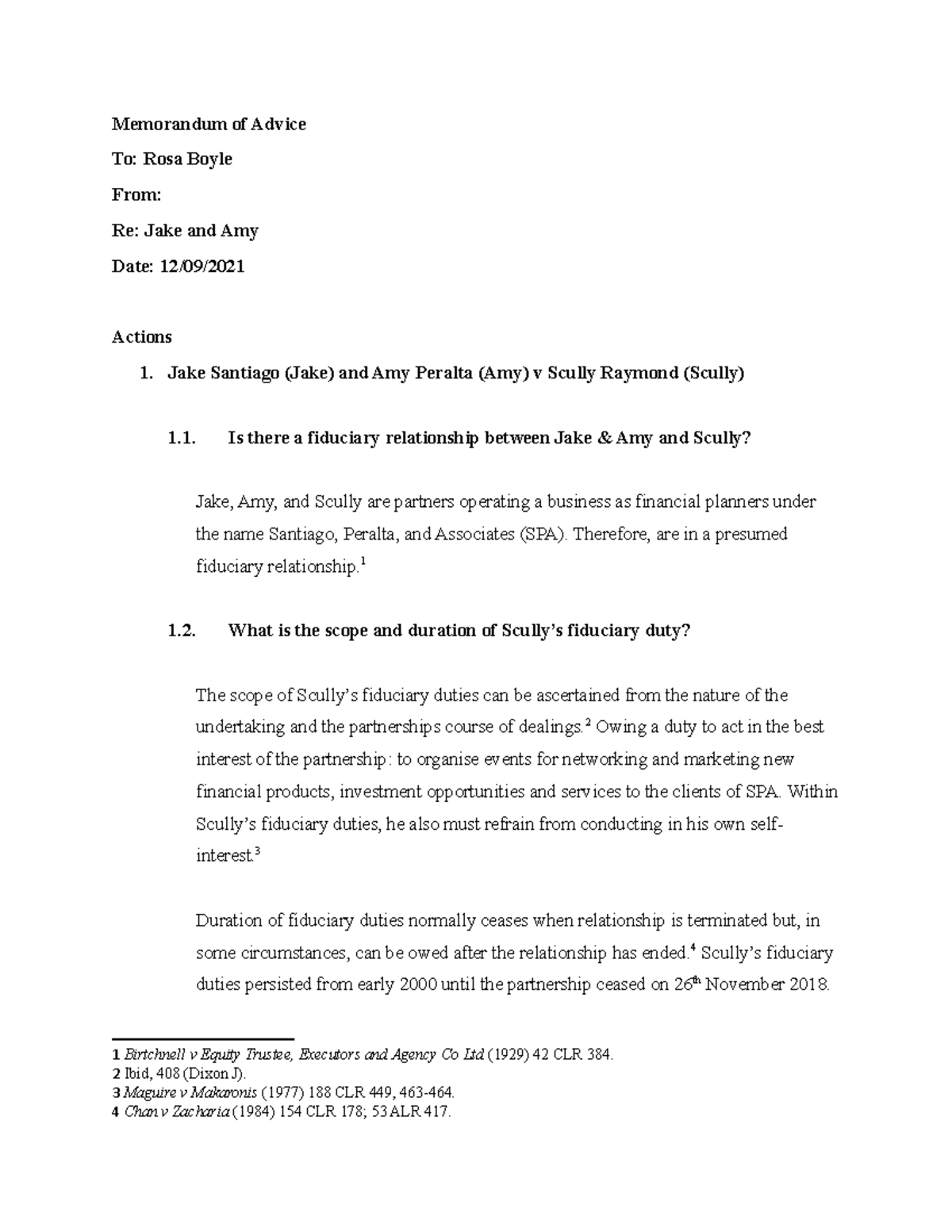 Letter and Memorandum of Advice - LLB205 - QUT - Studocu