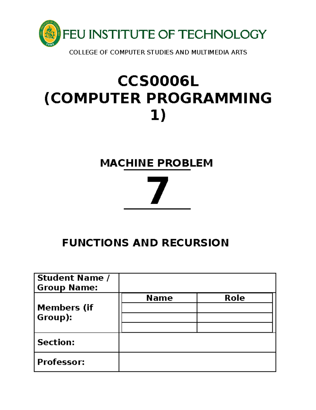 Module 7 Technical Computer Programming Assignment Computer 0344