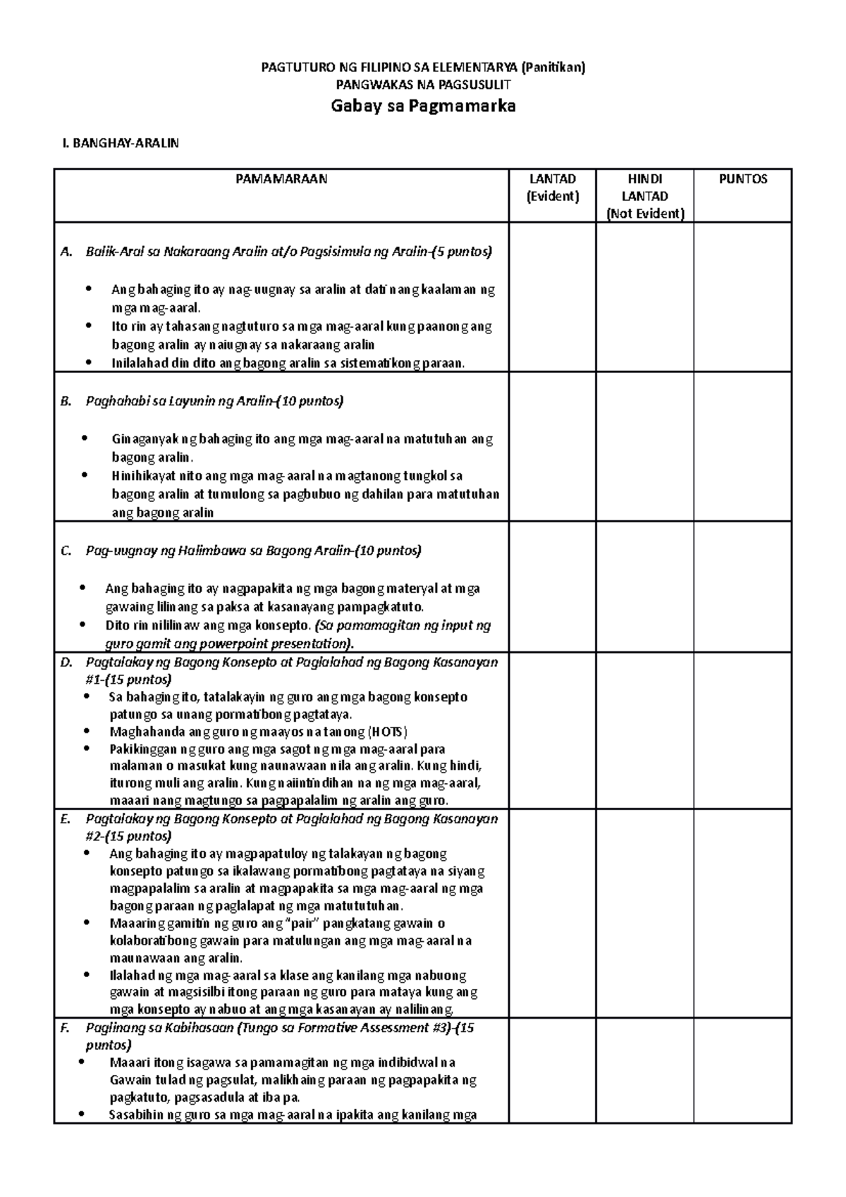 Gabay sa Pagmamarka Pangwakas na Pagsusulit - PAGTUTURO NG FILIPINO SA ...