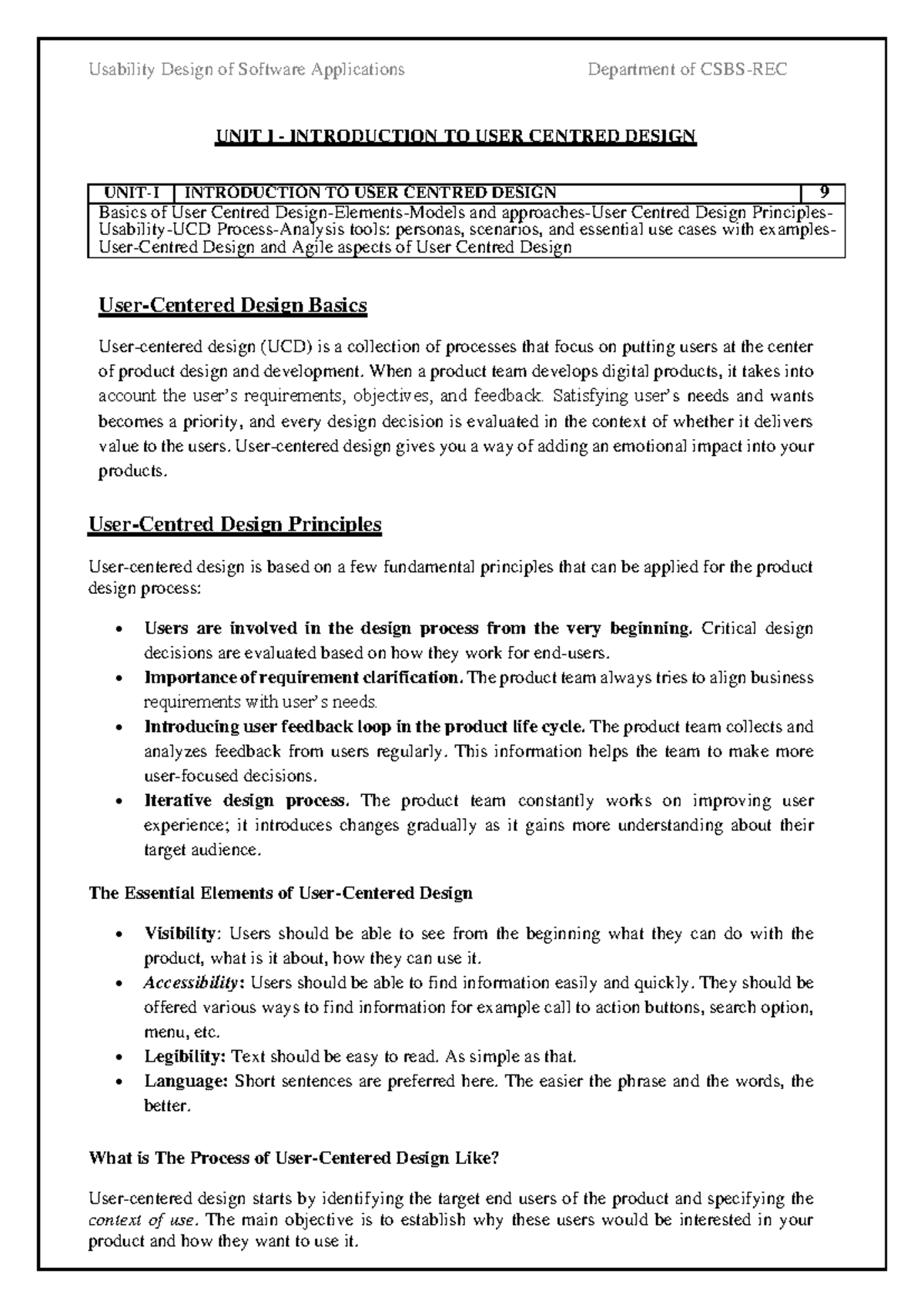 UNIT 1 & 2 - This is useful for the student - UNIT I - INTRODUCTION TO ...