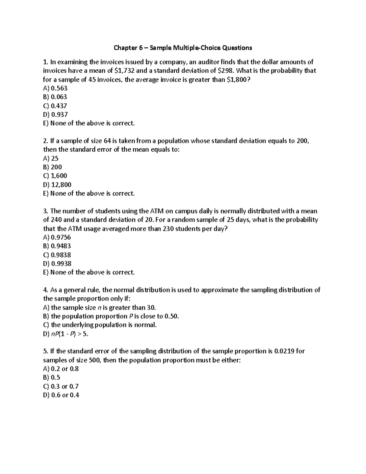 Chapter 6 - Sample MCQs - Fall 2023 - Chapter 6 – Sample Multiple ...