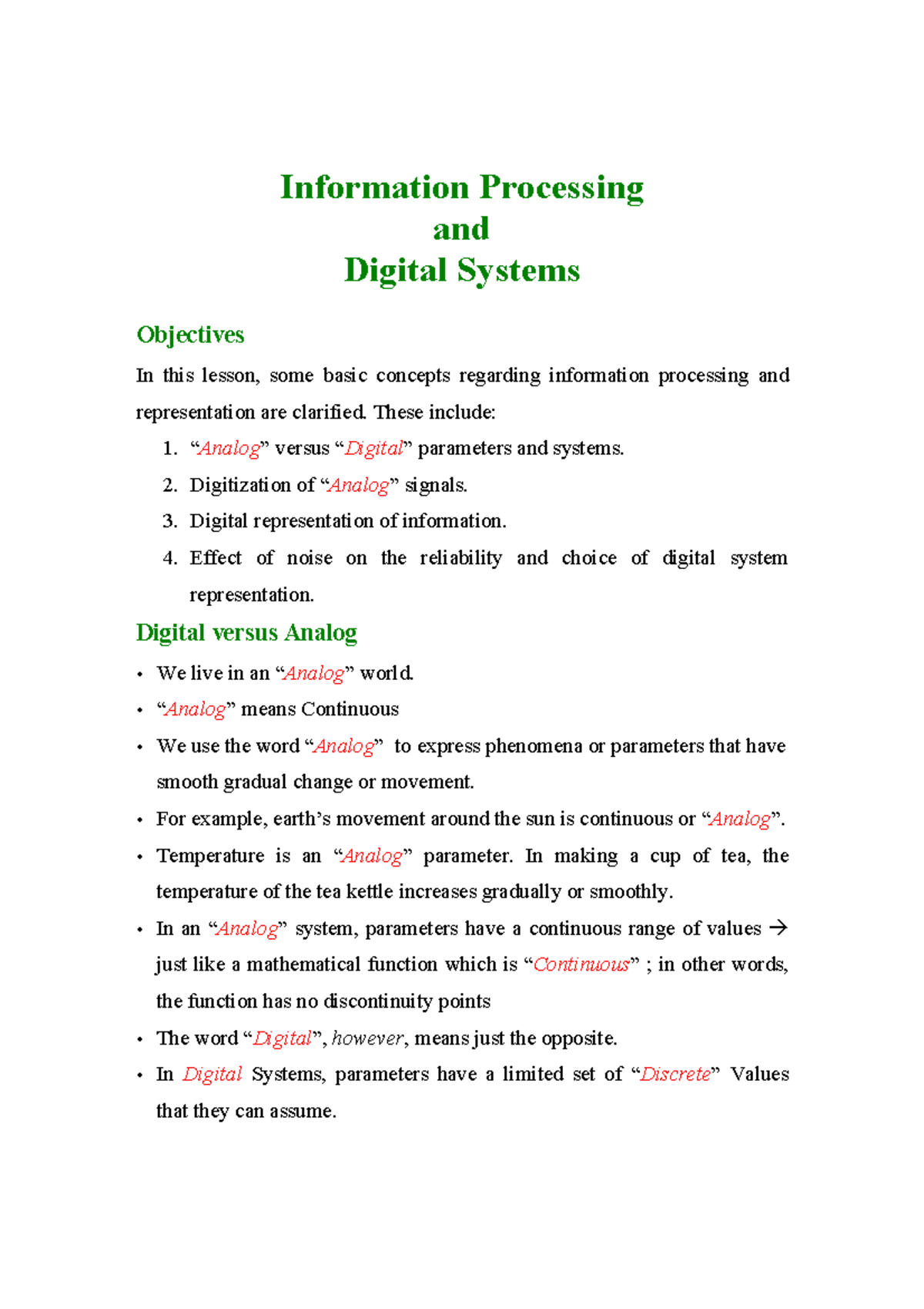 Lesson 1 1 - sfsafasa - Information Processing and Digital Systems ...