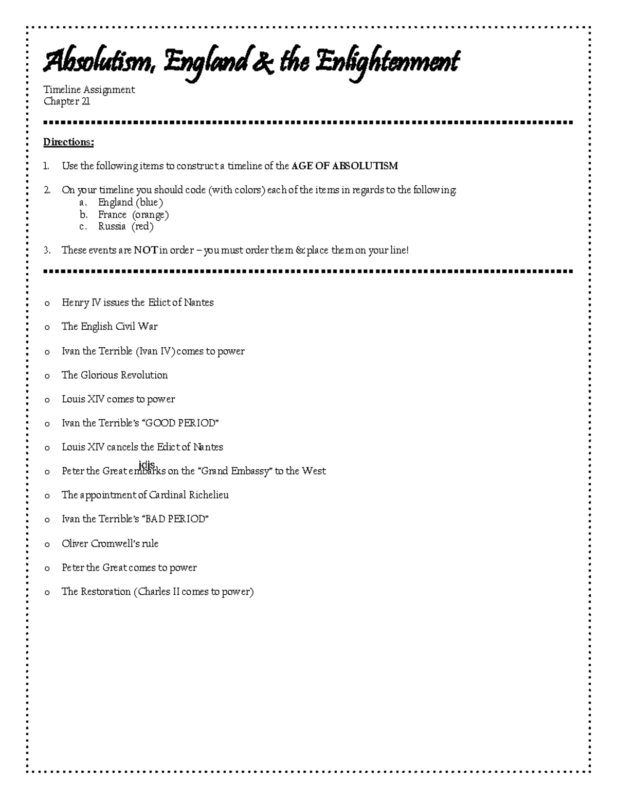 Absolutism timeline - Absolutism, England & the Enlightenment Timeline ...