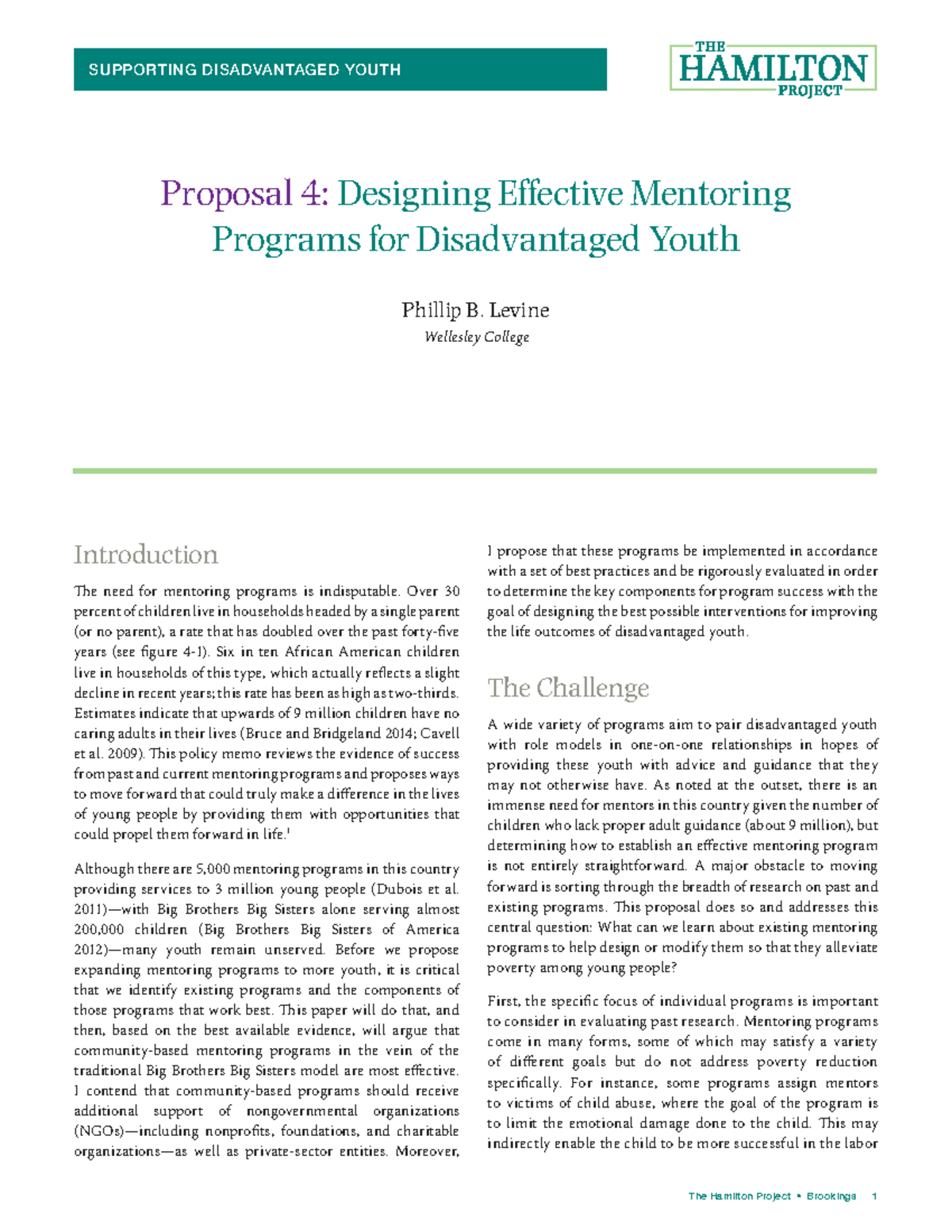 Proposal 4 designing effective mentoring programs for disadvantaged ...