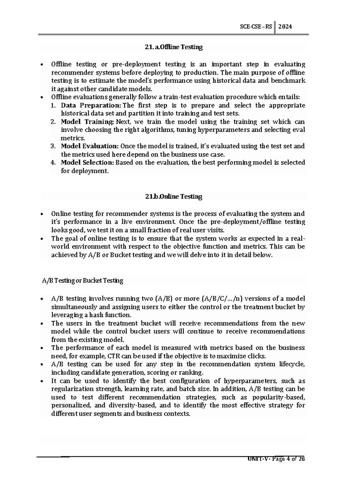 15 online & offline - rs notes - 21. a Testing Offline testing or pre ...