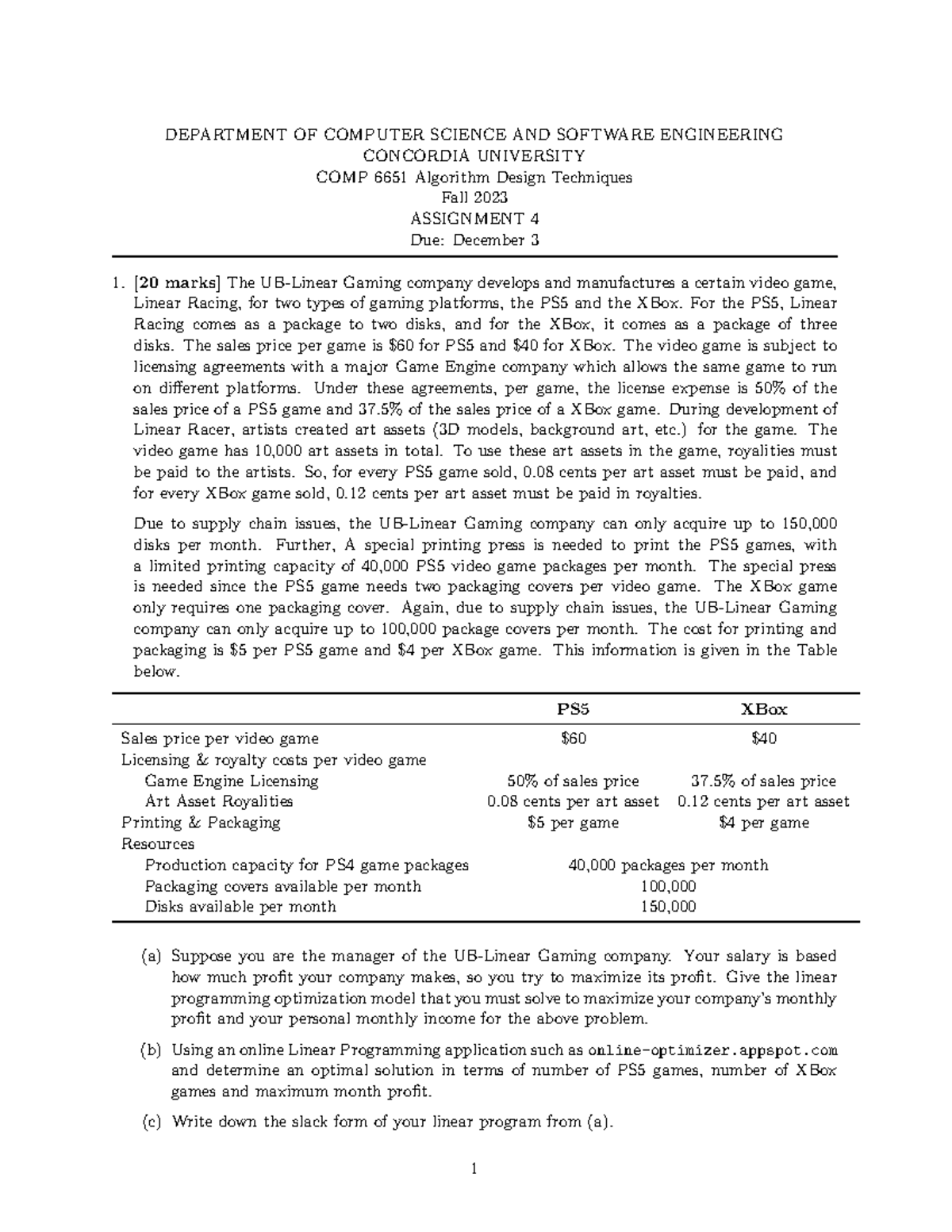 Assignment 4QP - DEPARTMENT OF COMPUTER SCIENCE AND SOFTWARE ...