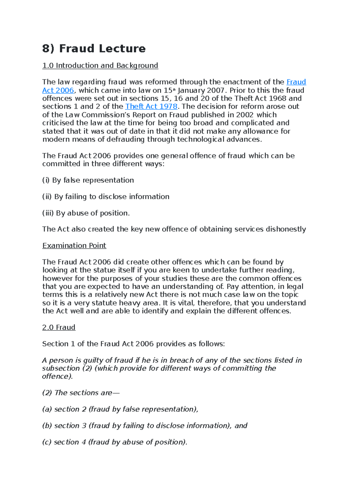 8) Fraud Lecture - 8) Fraud Lecture 1 Introduction and Background The ...