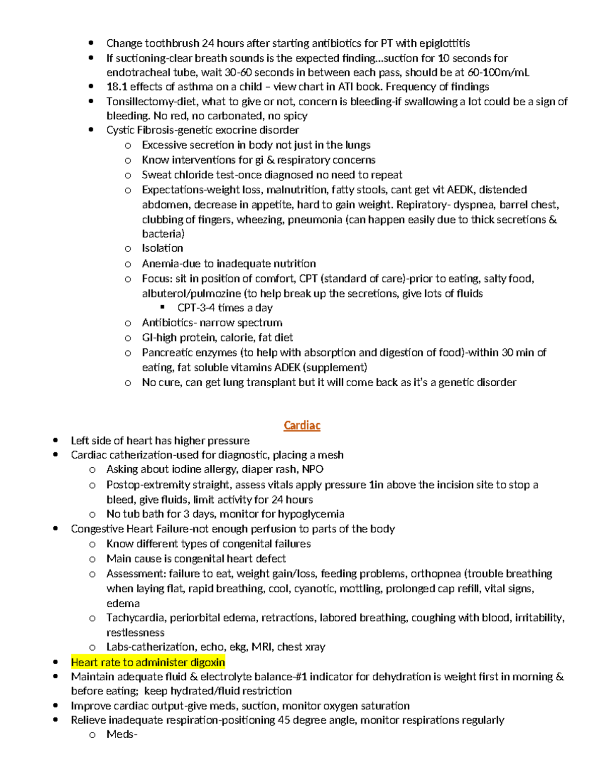 Peds -2 Exam - notes - Change toothbrush 24 hours after starting ...