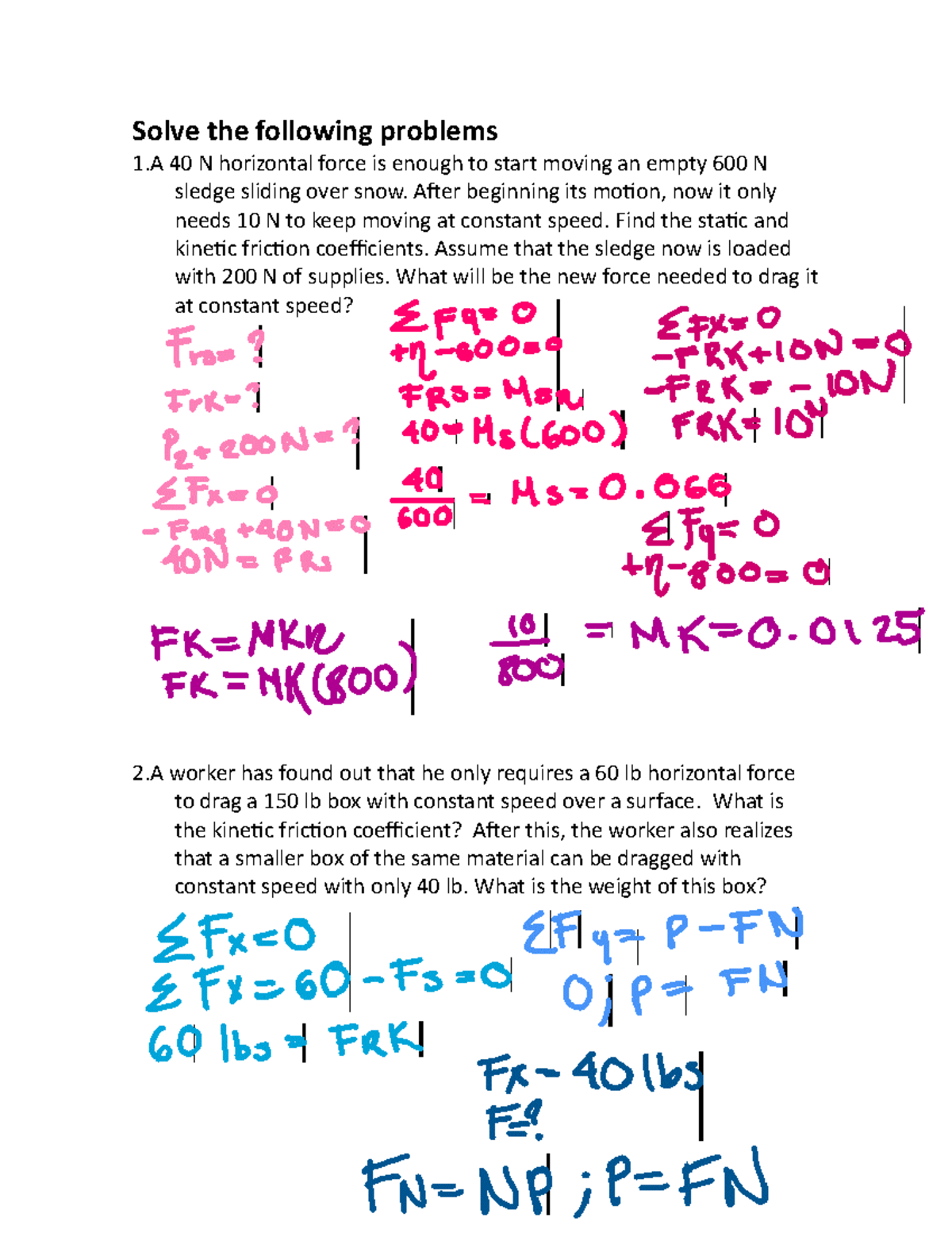 Act. 4 complete mass and energy - Solve the following problems 1 40 N ...