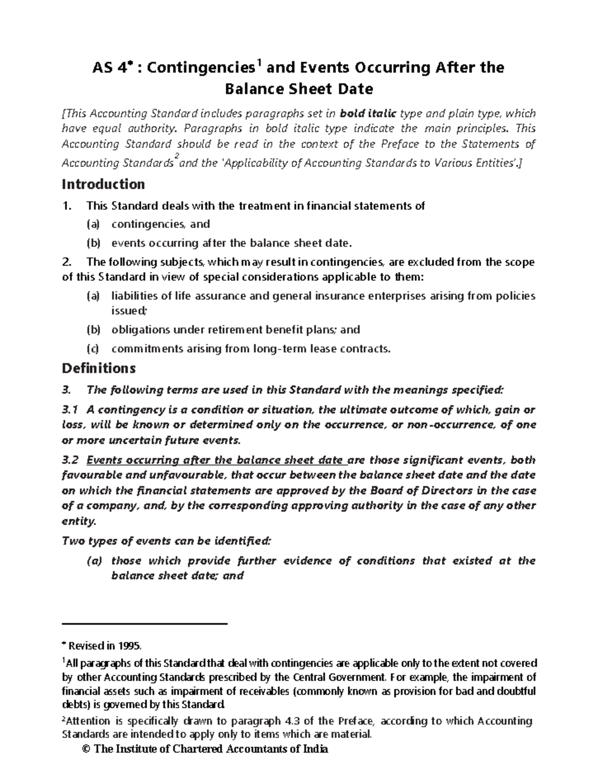 Accounting Standards -Introduction and Applicability - AS 4 ...