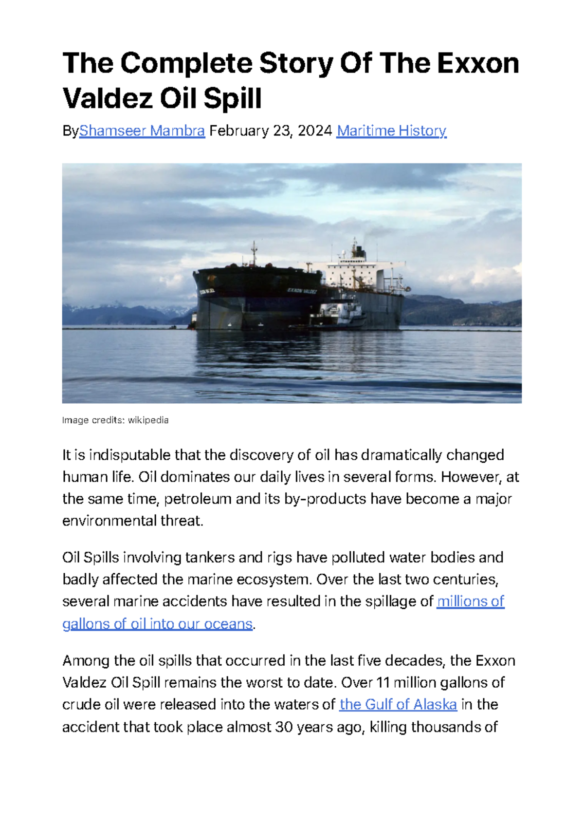 The Complete Story of the Exxon Valdez Oil Spill - The Complete Story ...