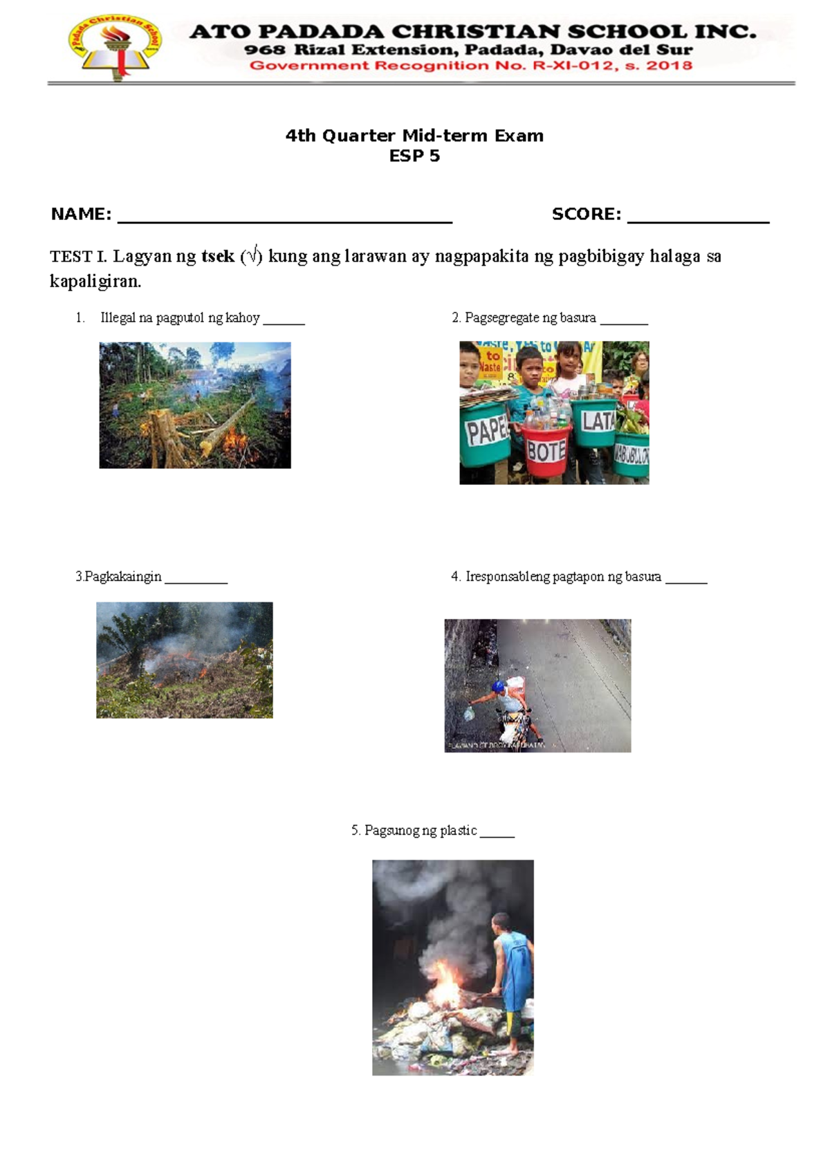 ESP EXAM - Summary Elementary Education - 4th Quarter Mid-term Exam ESP ...