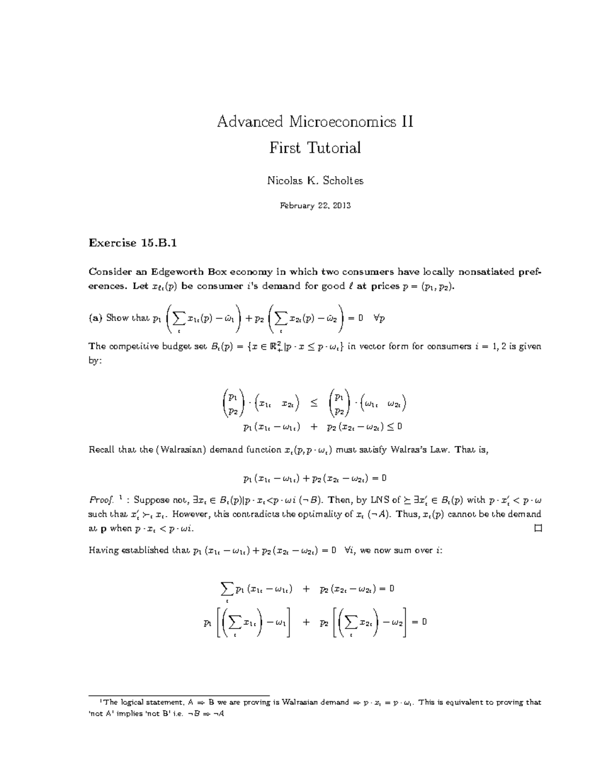 Advanced Microeconomics II Problem Set 1 - Advanced Microeconomics II ...