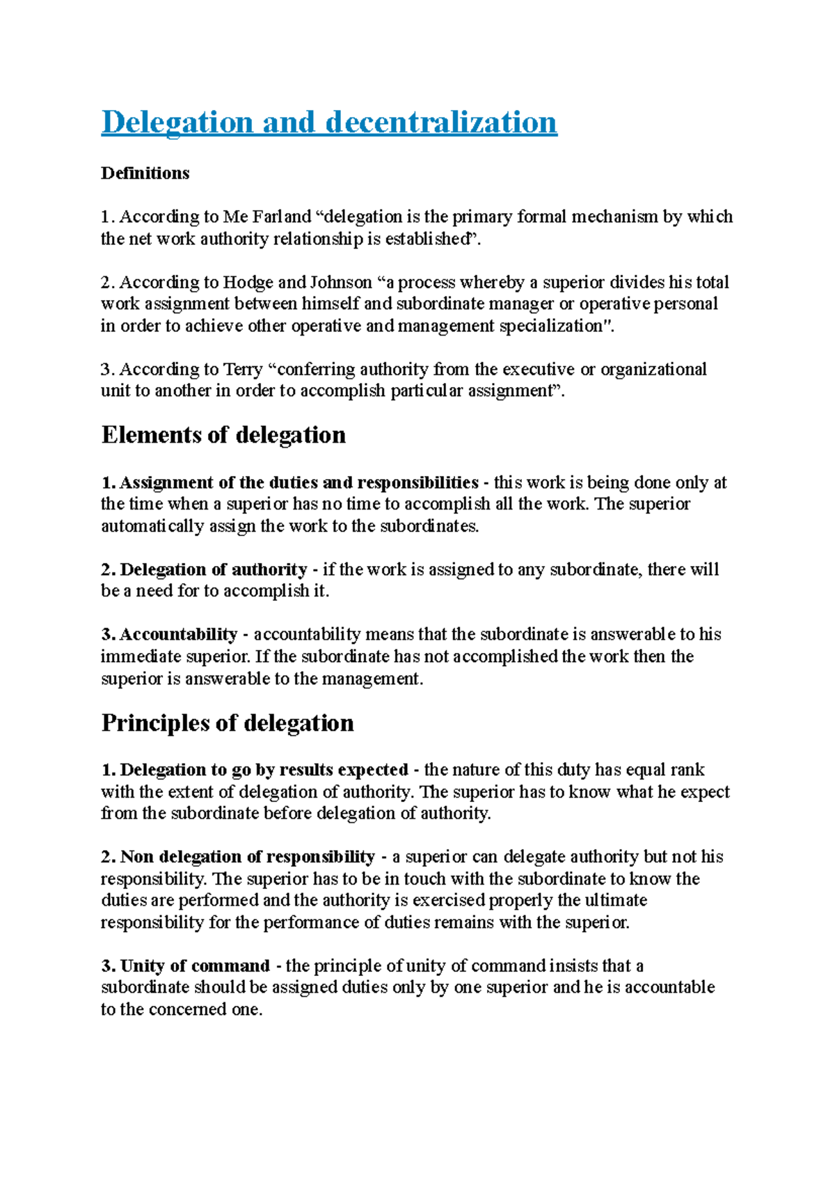 Delegation and decentralization - Delegation and decentralization ...