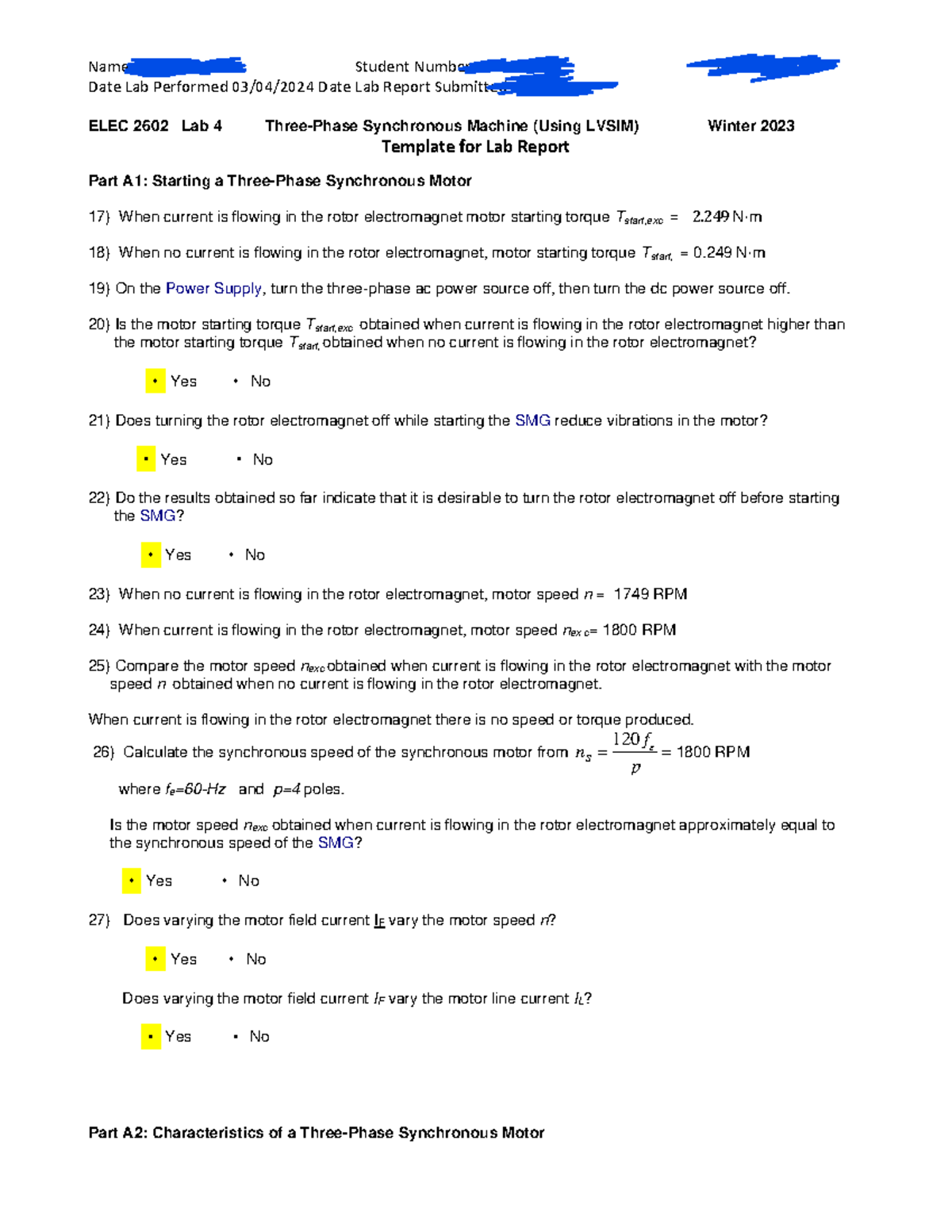 2602lab Lab 4 Date Lab Performed 03 04 2024 Date Lab Report Submitted 04 04 Elec 2602 Lab 4