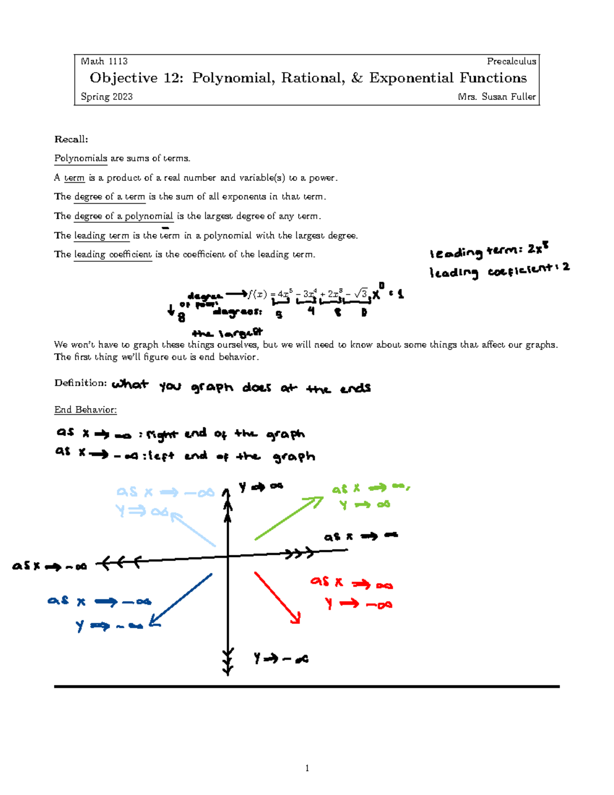 Hw12 - Notes - Math 1113 Precalculus ####### Objective 12: Polynomial ...