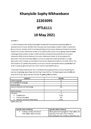 POE - Question paper - MODULE NAME: MODULE CODE: TEACHING EXPERIENCE 1 (INTERMEDIATE PHASE) TEIP ...