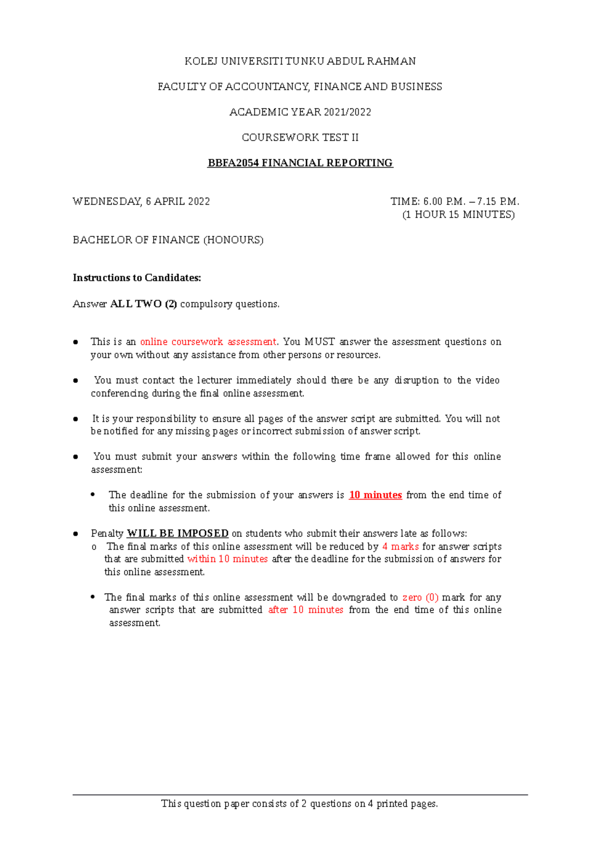 BBFA2054 FR CW Test 2 Q with notes - KOLEJ UNIVERSITI TUNKU ABDUL ...