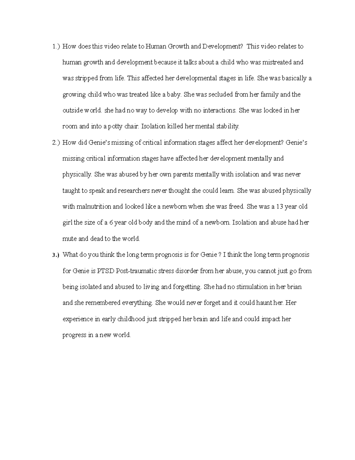 Short Answer Submission-samantha - 1.) How does this video relate to ...