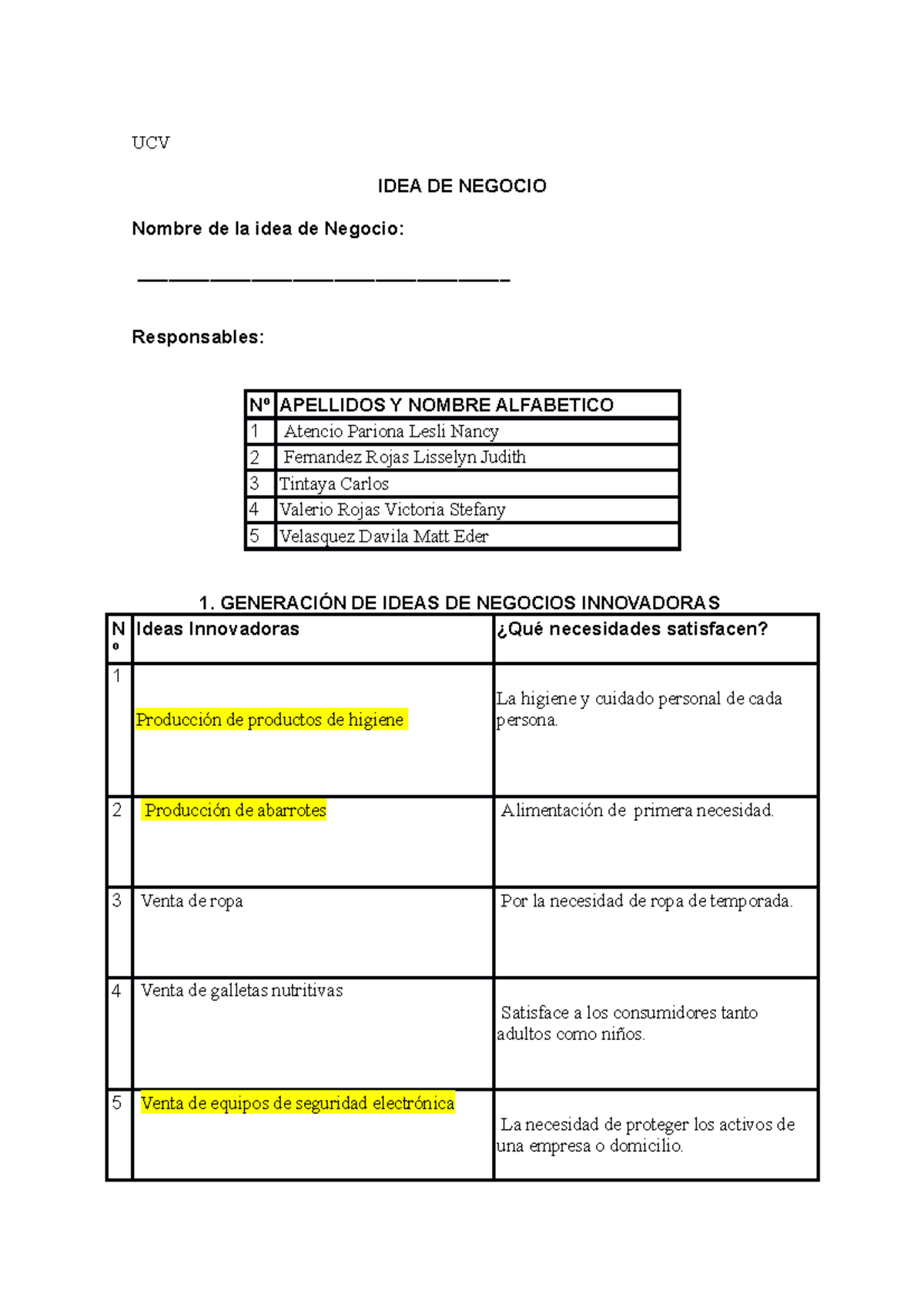 PLAN DE Negocios GUIA - bbbbn - UCV IDEA DE NEGOCIO Nombre de la idea ...