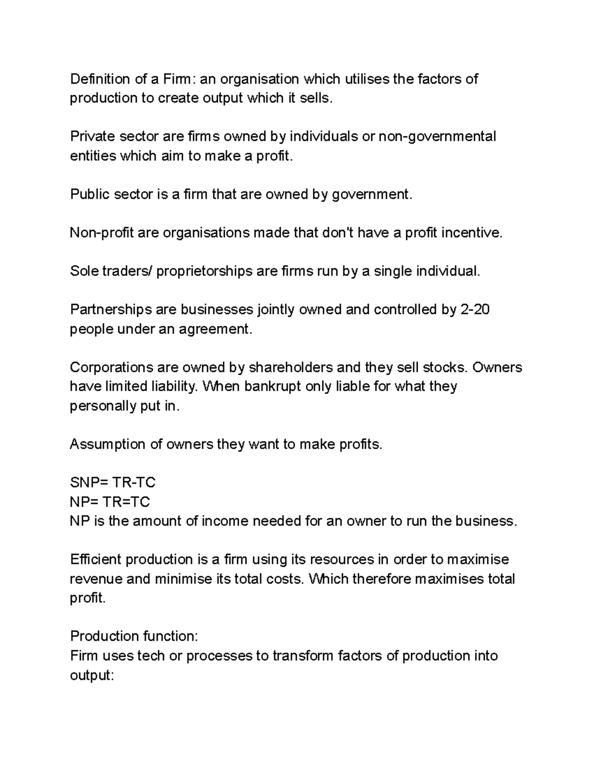 Intro to Micro Lecture 3 - Definition of a Firm: an organisation which ...