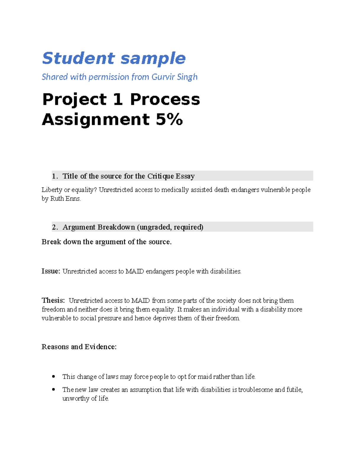 SS-Project 1 Process assignment - Student sample Shared with permission ...