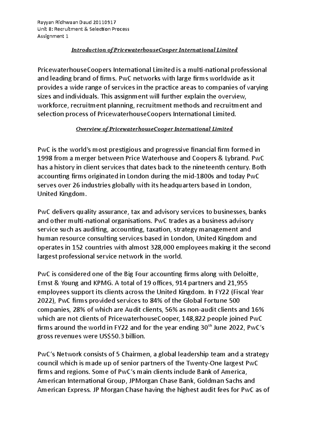 Unit 8- Recruitment and Selection Process Assignment 1 - Unit 8 ... Unit 8- Recruitment and Selection Process Assignment 1 - Unit 8 ...