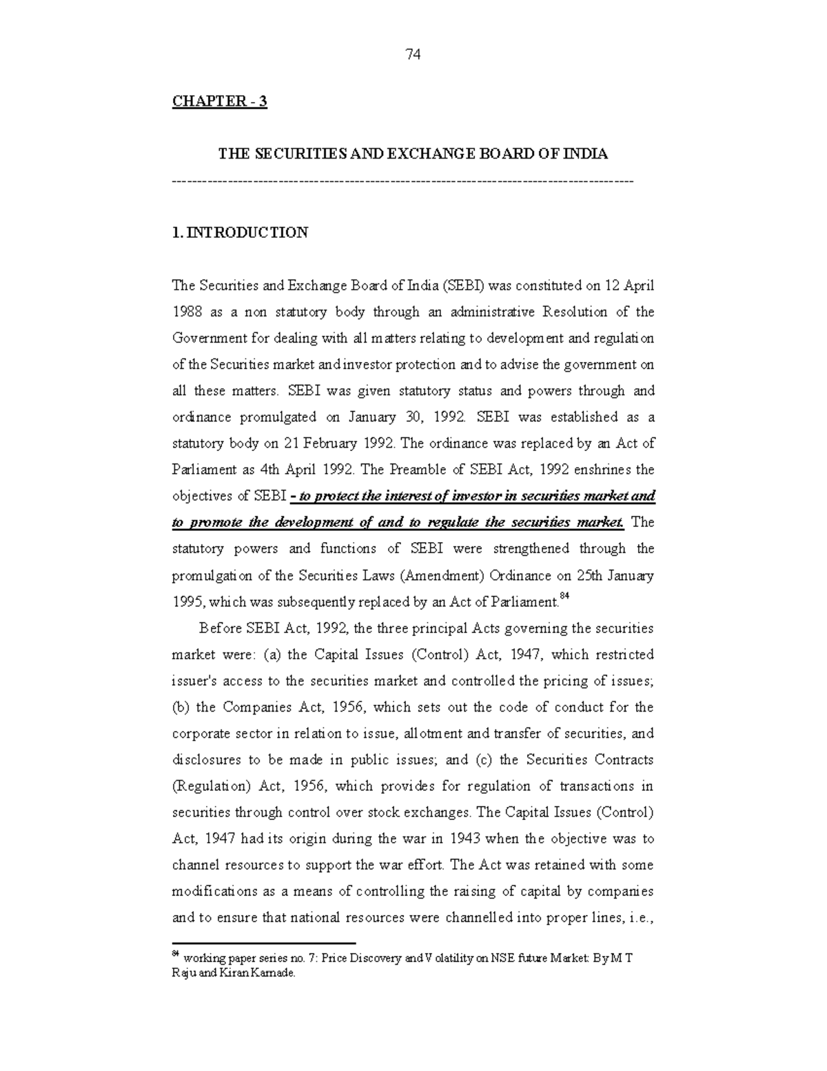 SEBI - These notes are taught to us in lectures. - CHAPTER - 3 THE ...