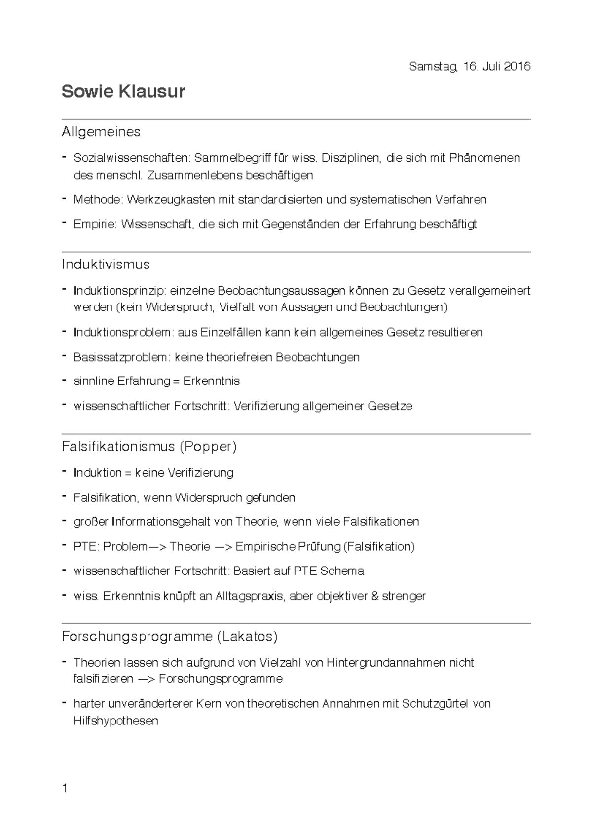 Sowi Klausur - Zusammenfassung Methoden der Sozialwissenschaften II - Samstag, 16. Juli 2016 ...