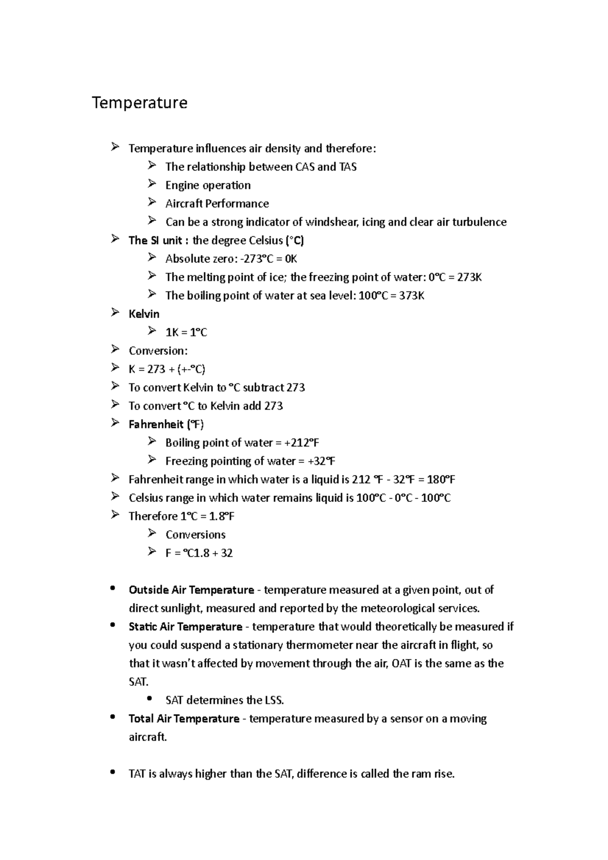 Temperature - Notes for instruments - Temperature Temperature ...