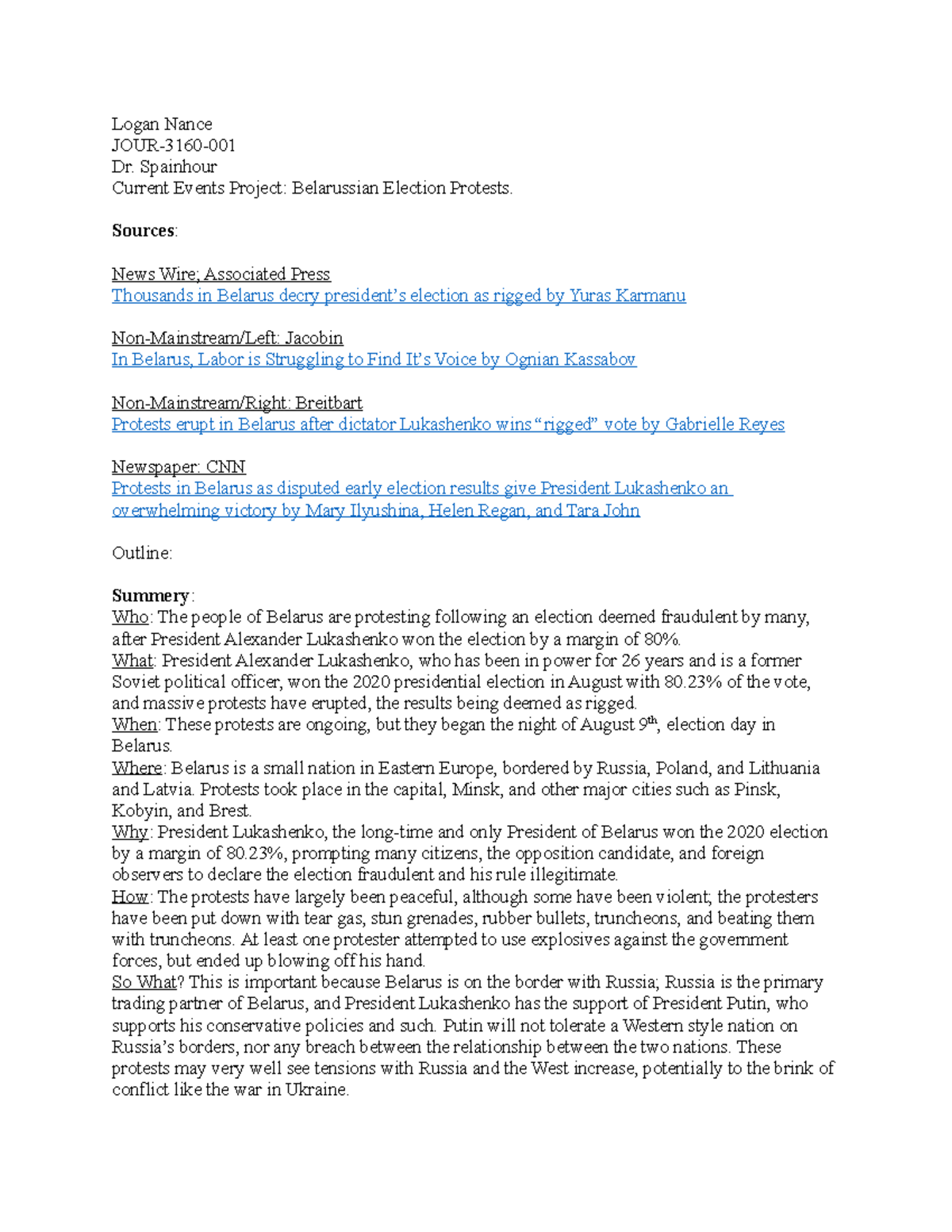 JOUR 3160 Current Events Outline - Logan Nance JOUR-3160- Dr. Spainhour ...