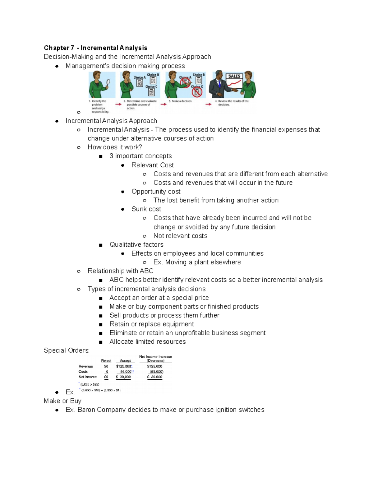 Chapter 7 - Chapter 7 - Incremental Analysis Decision-Making and the ...