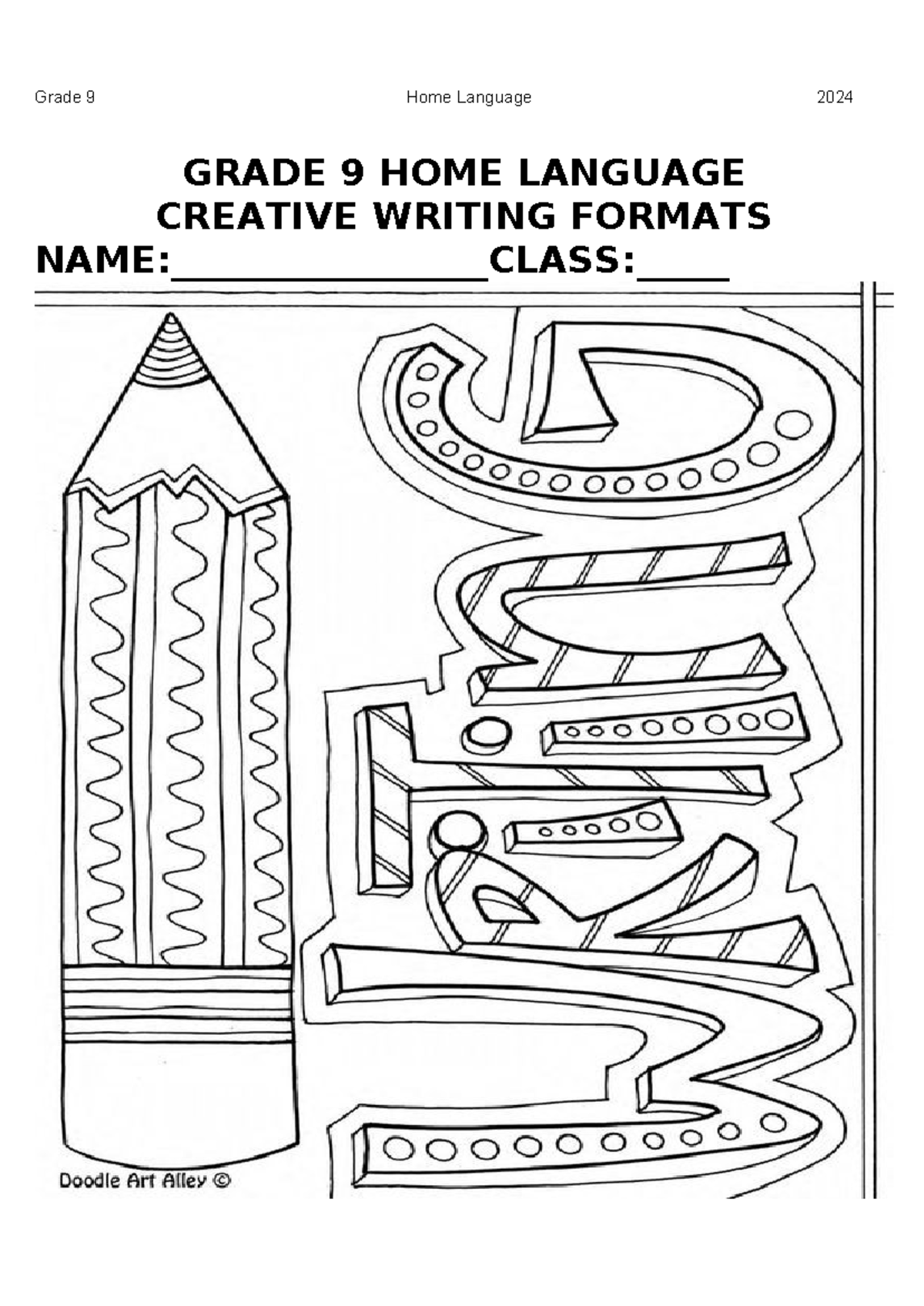 Creative writing booklet - GRADE 9 HOME LANGUAGE CREATIVE WRITING ...