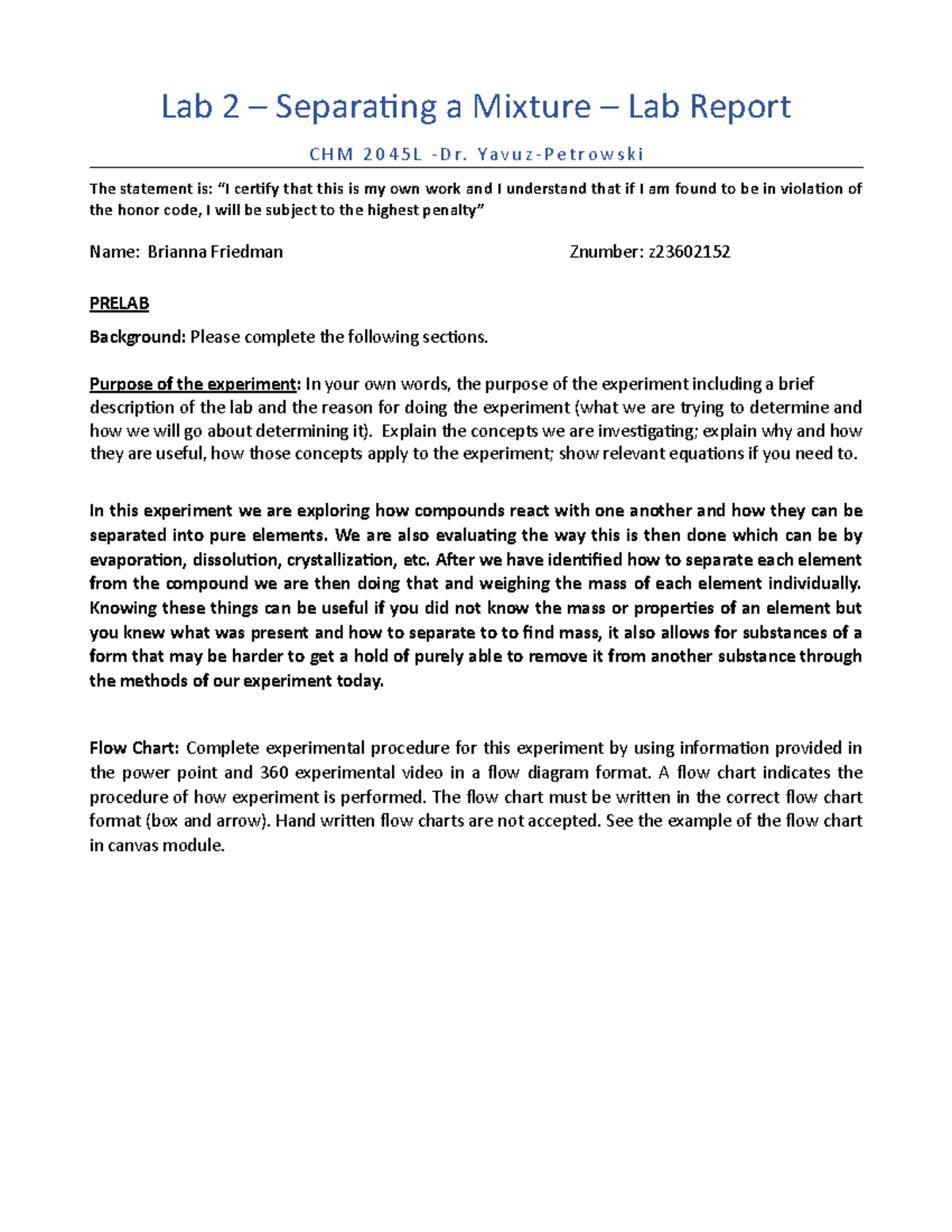 Lab 2-Separating a Mixture - Lab 2 – Separa+ng a Mixture – Lab Report C ...