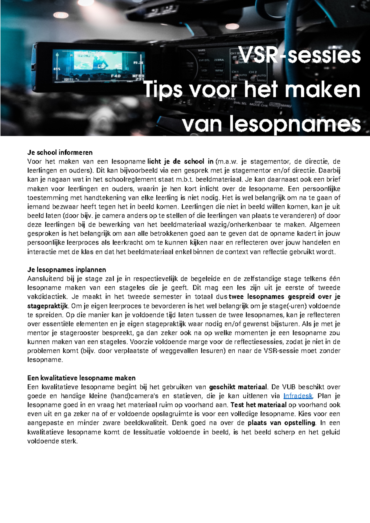 Tips voor het maken van een lesopname - Je school informeren Voor het ...