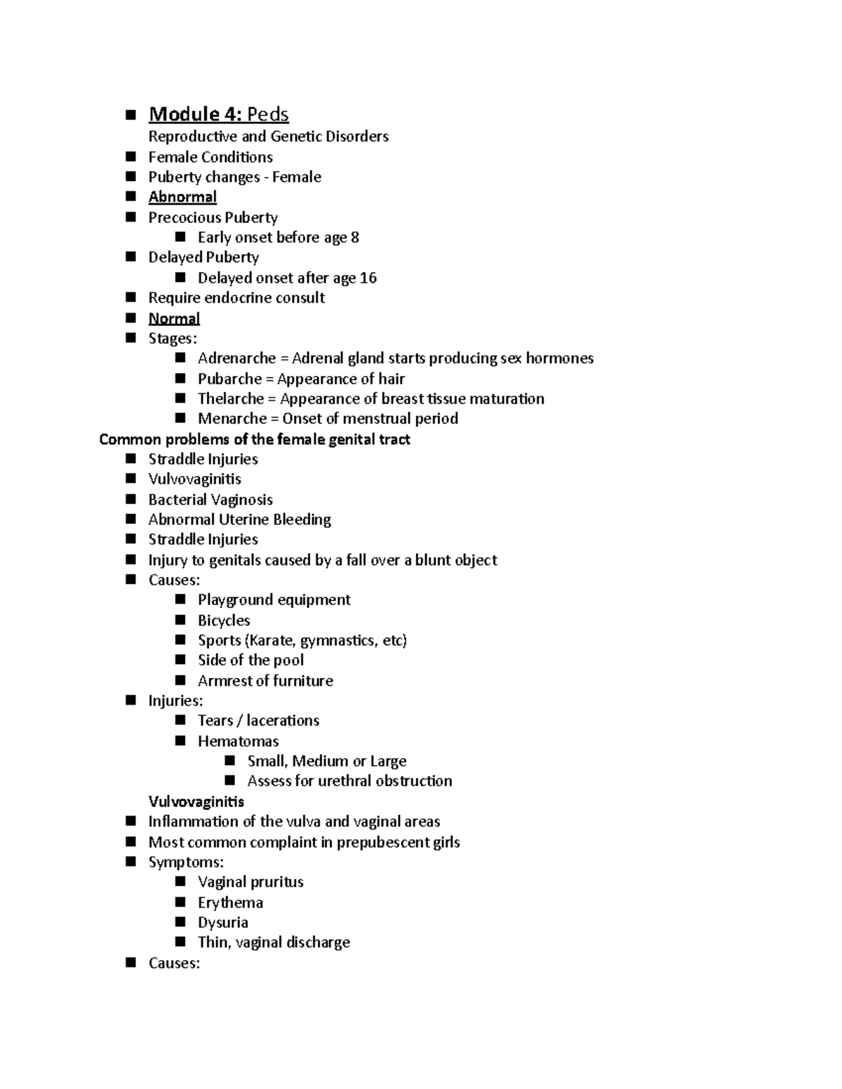 Module 4 Pediatric Lecture - Module 4: Peds Reproductive and Genetic ...