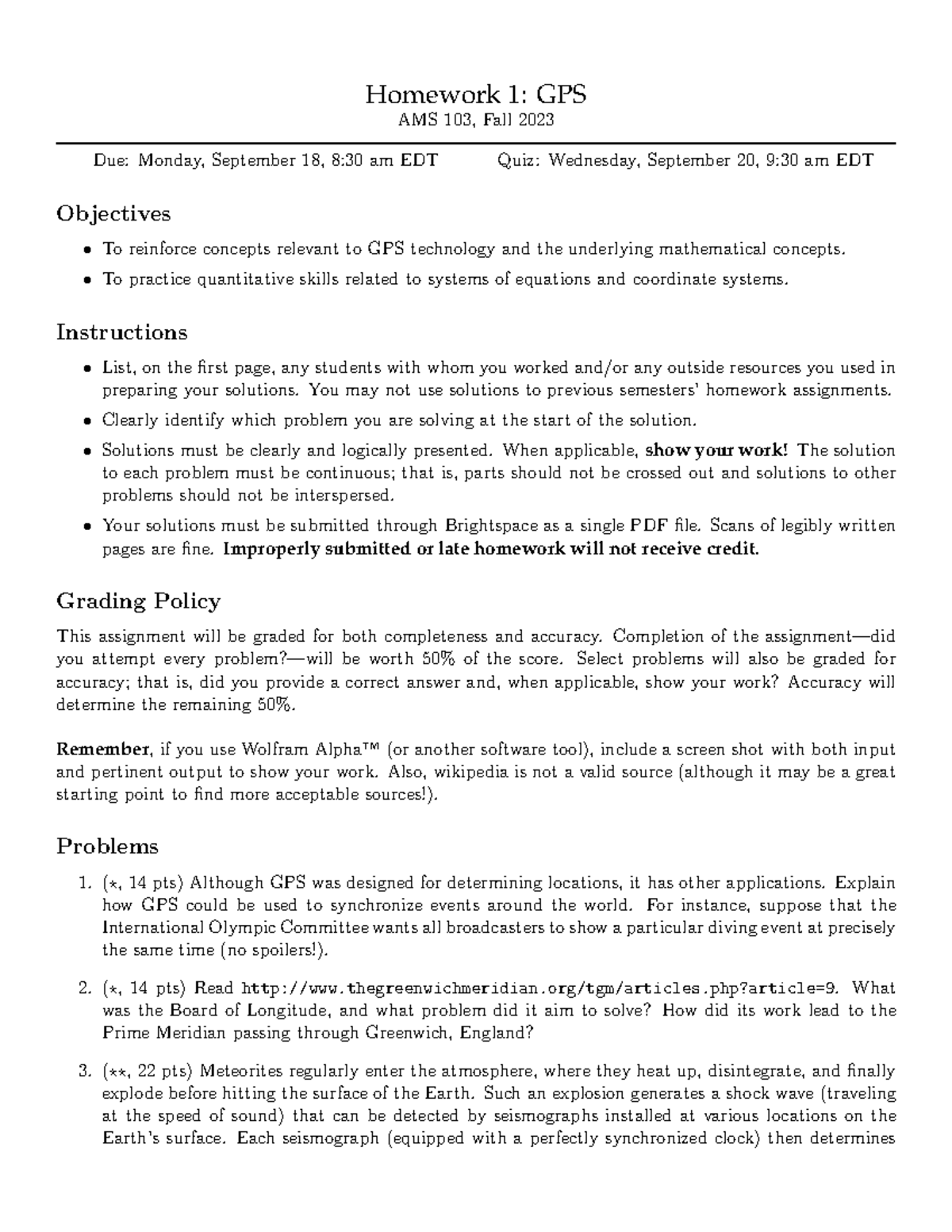 1-gps-problems - Homework 1: GPS AMS 103, Fall 2023 Due: Monday ...