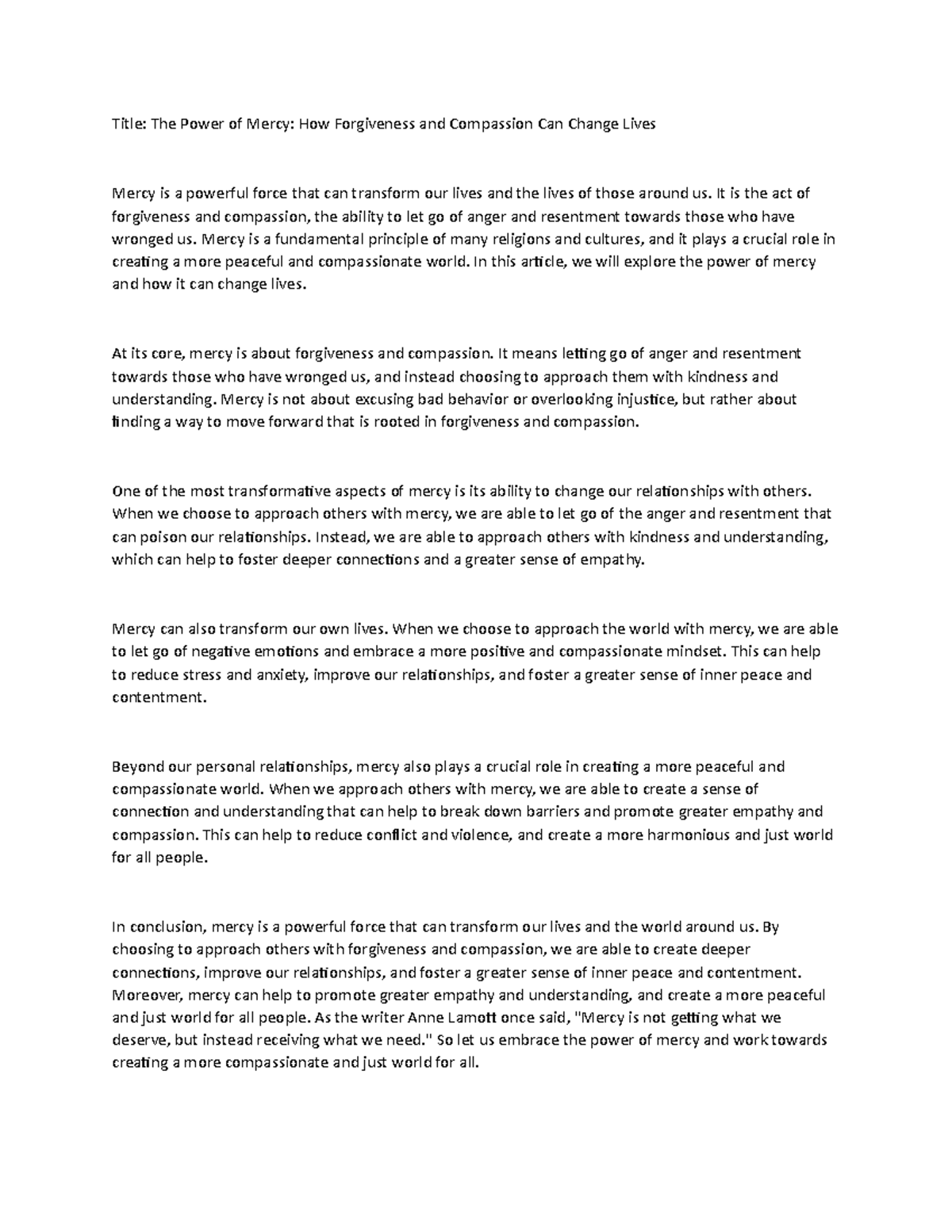 Mercy - It is the act of forgiveness and compassion, the ability to let ...