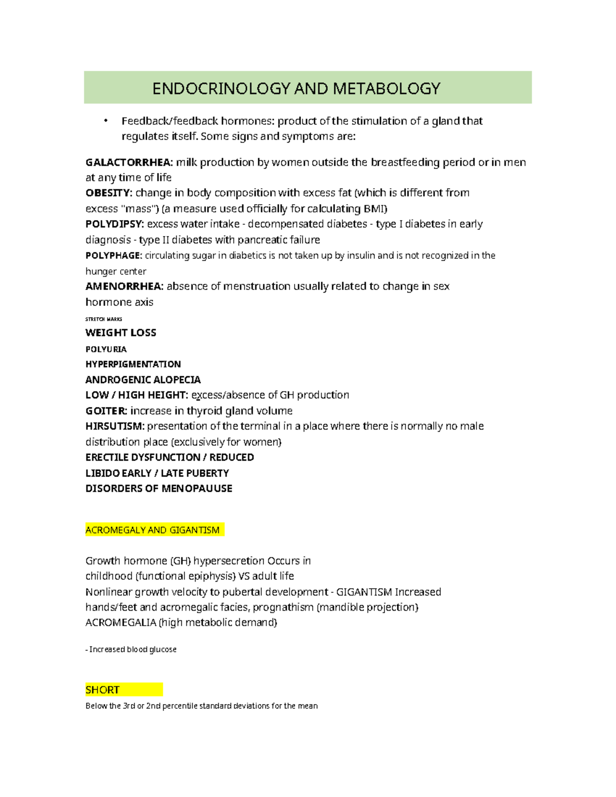 Medical semiology: endocrinology - ENDOCRINOLOGY AND METABOLOGY ...