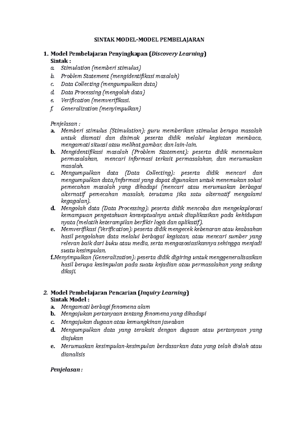 Sintak Model - esrdty - SINTAK MODEL-MODEL PEMBELAJARAN Model ...