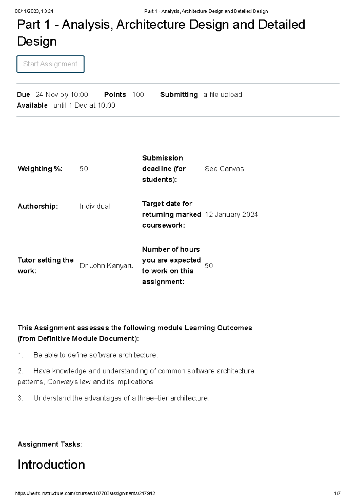 Software Architecture - Part 1 - Analysis, Architecture Design and ...