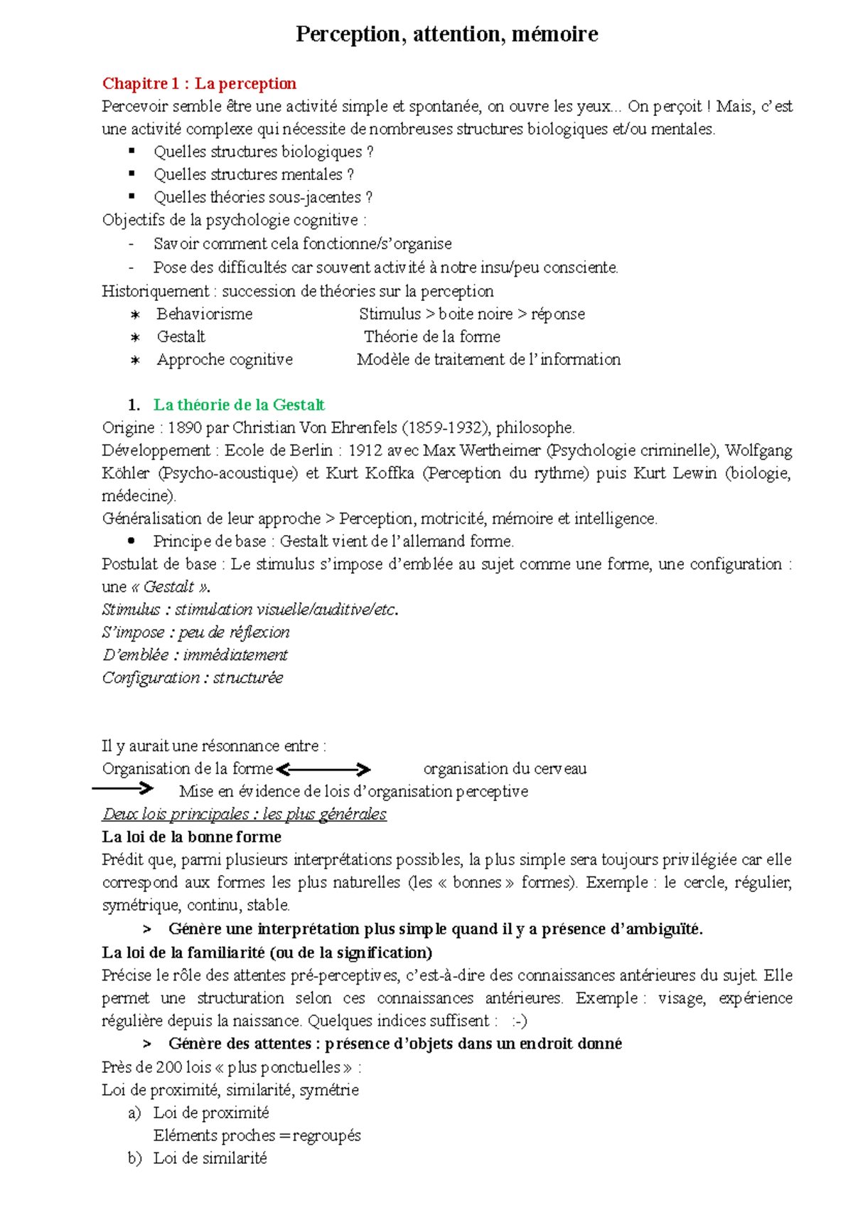 Perception, attention, memoire - Perception, attention, mémoire ...