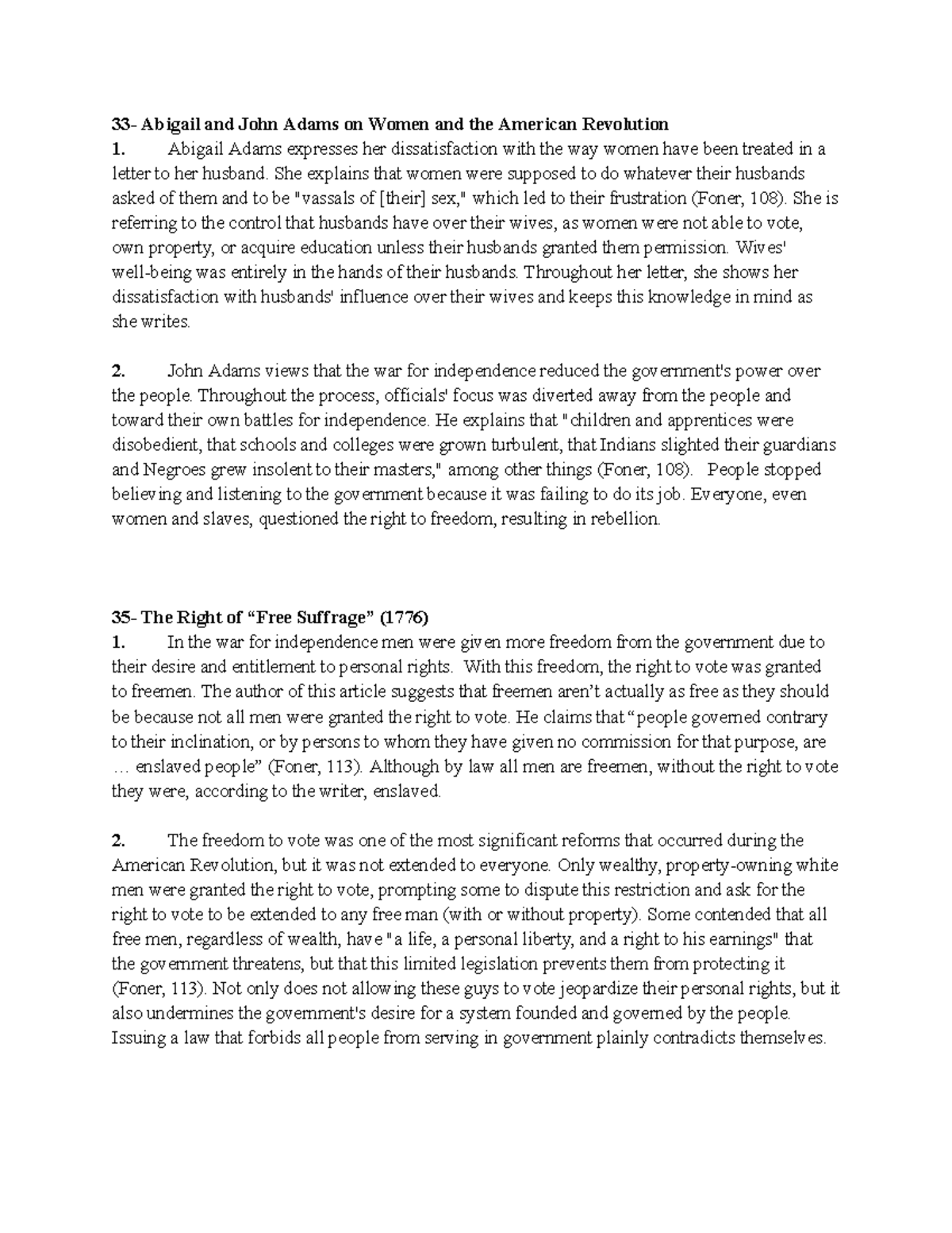 Ch.6 analysis - 33- Abigail and John Adams on Women and the American ...