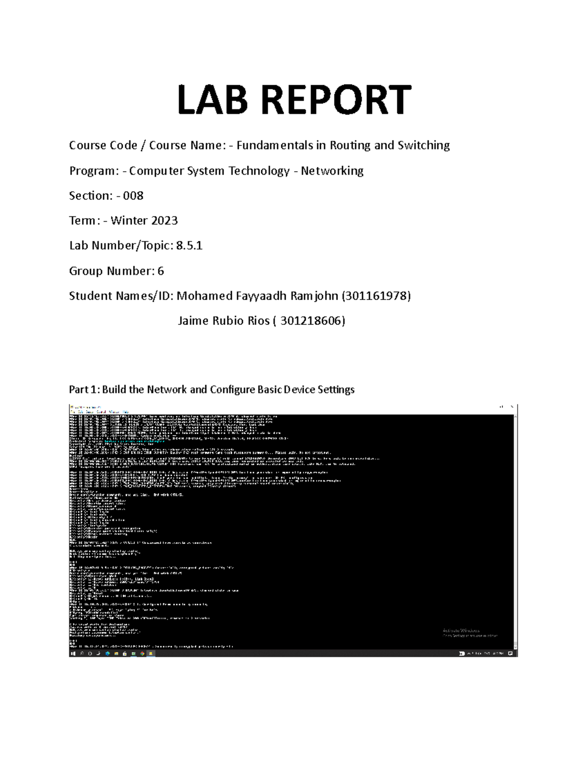 Cnet 201 Lab Report (8 - LAB REPORT Course Code / Course Name ...