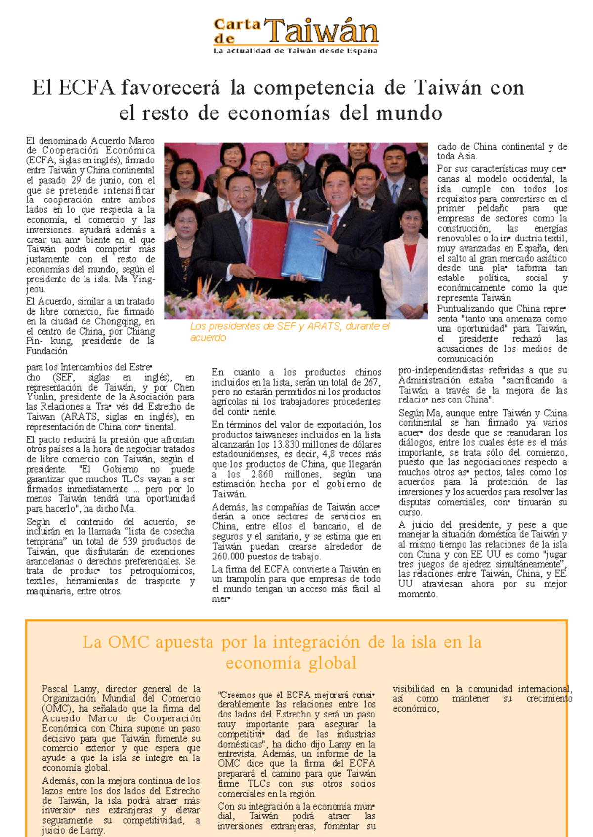 Acuerdo Taiwan - qwsqsqa - El ECFA favorecerá la competencia de Taiwán ...