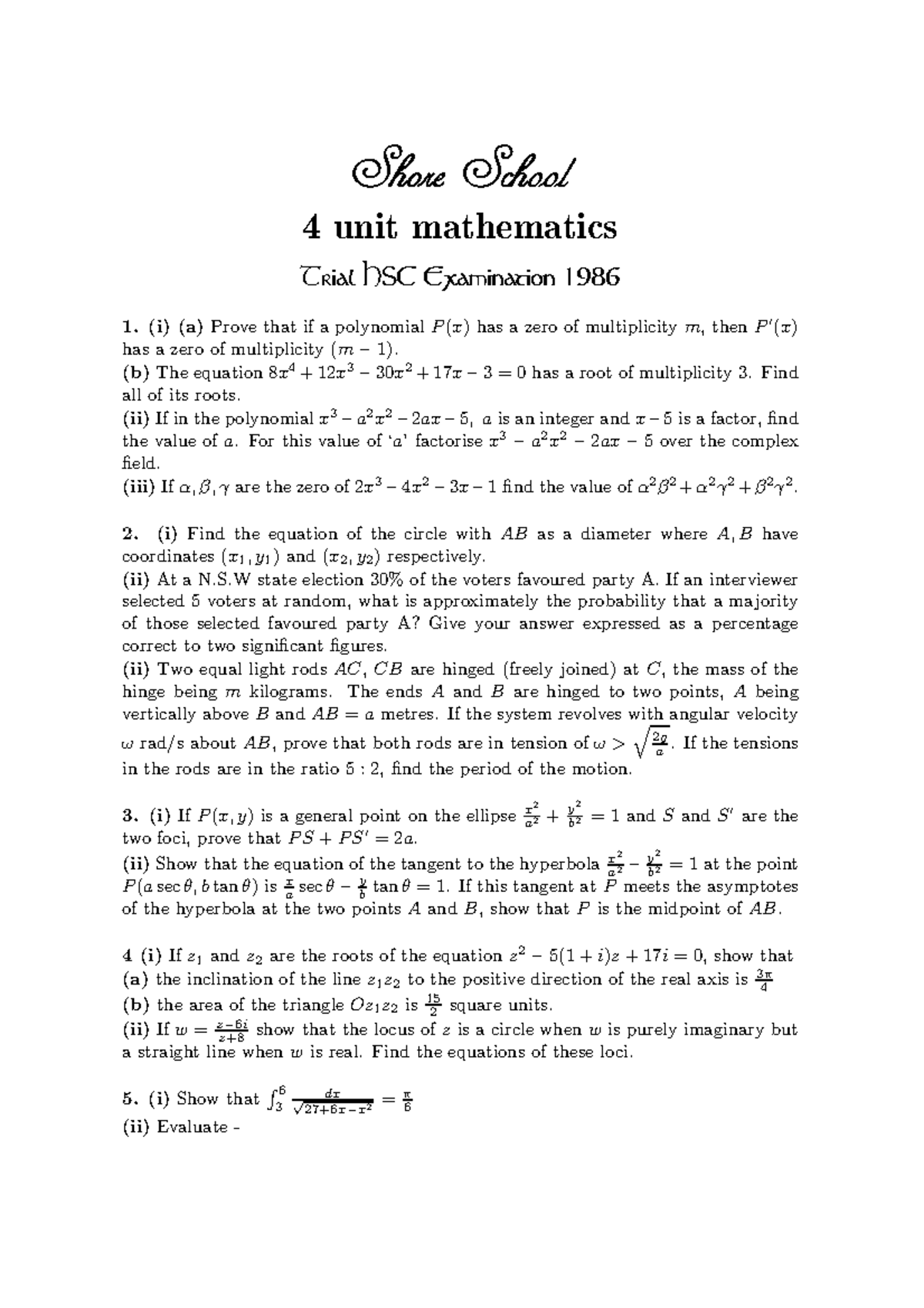 1986Shore Trial - Shore SchoolShore SchoolShore School 4 unit ...
