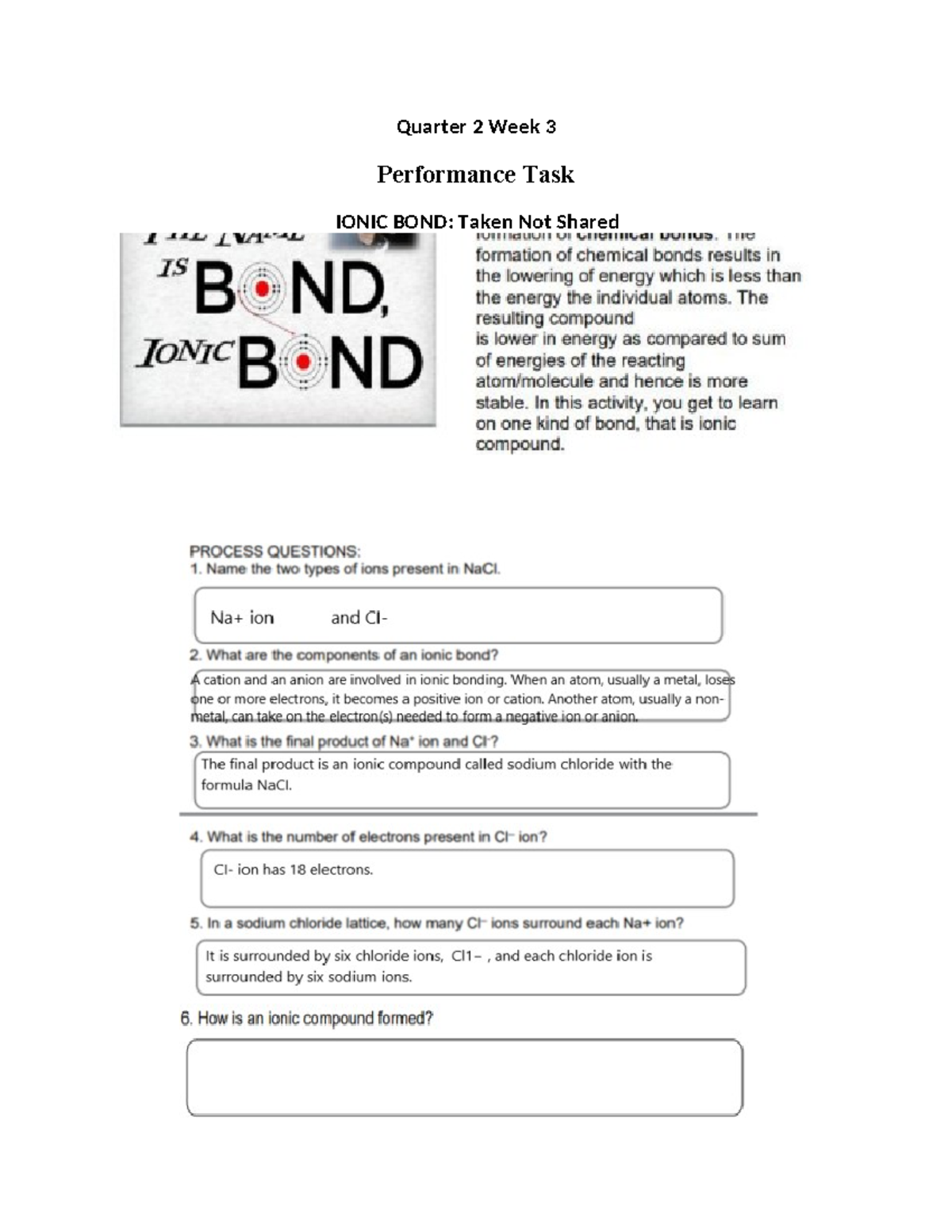 Science 9 Quarter 2 Week 3 Performance task - Grade 7 - Science 7 ...
