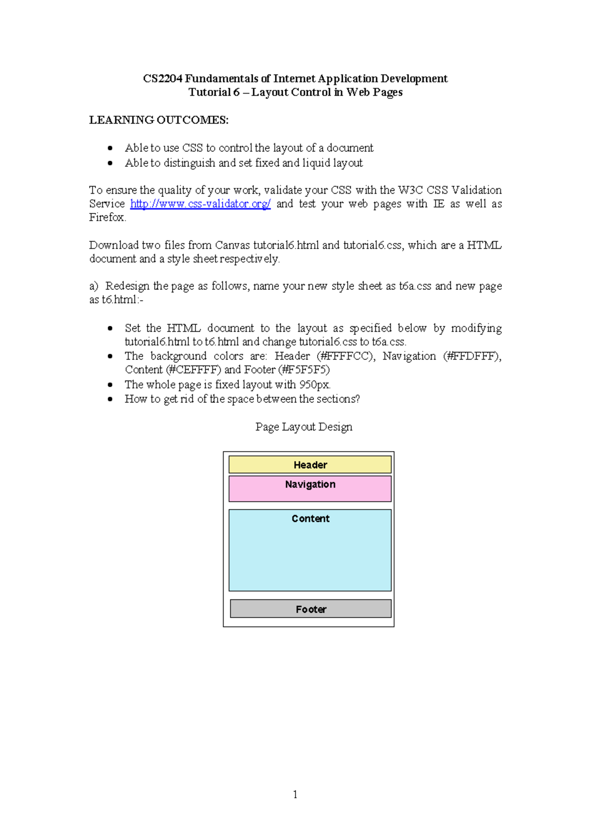 CS2204-Tutorial 06 - tut - 1 CS2204 Fundamentals of Internet Application Development Tutorial 6 ...